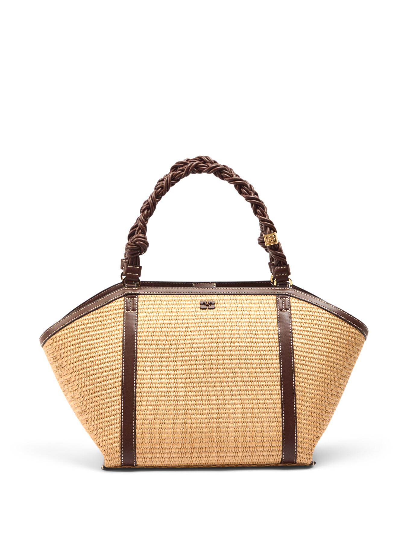 GANNI Bou Medium Raffia Tote Bag in Nature | Endource