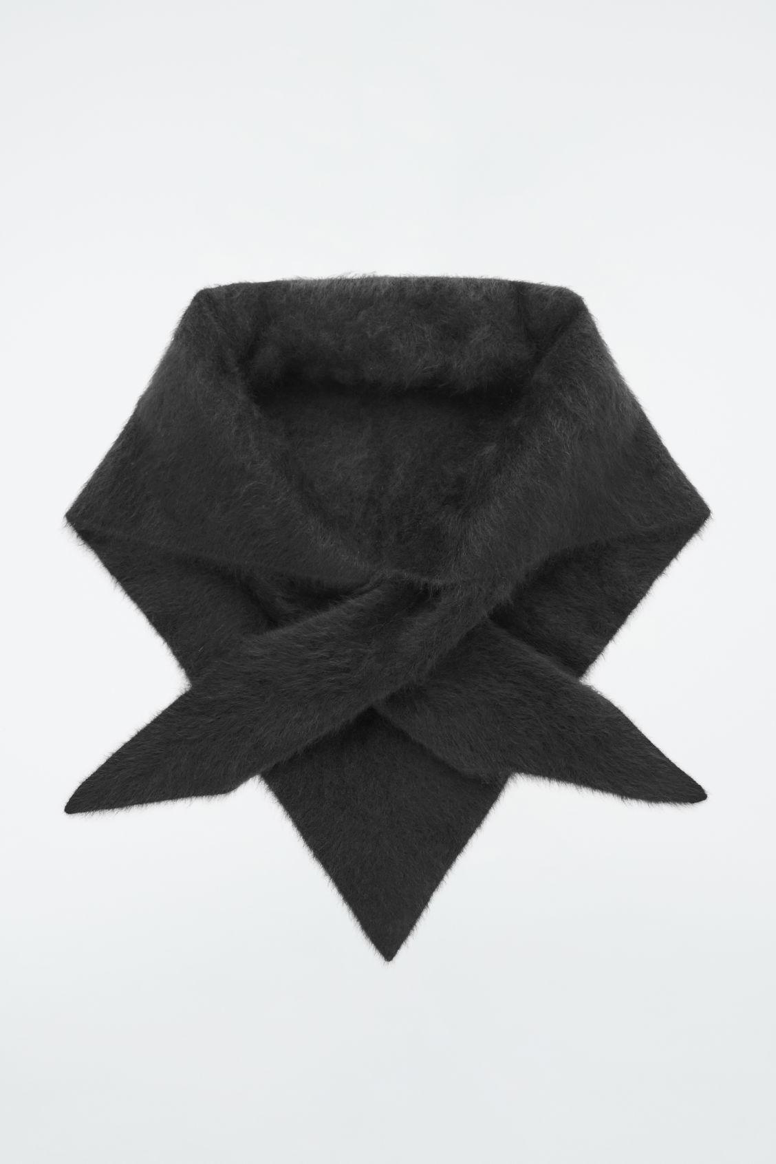 COS Pure Brushed-Cashmere Triangle Scarf in BLACK | endource