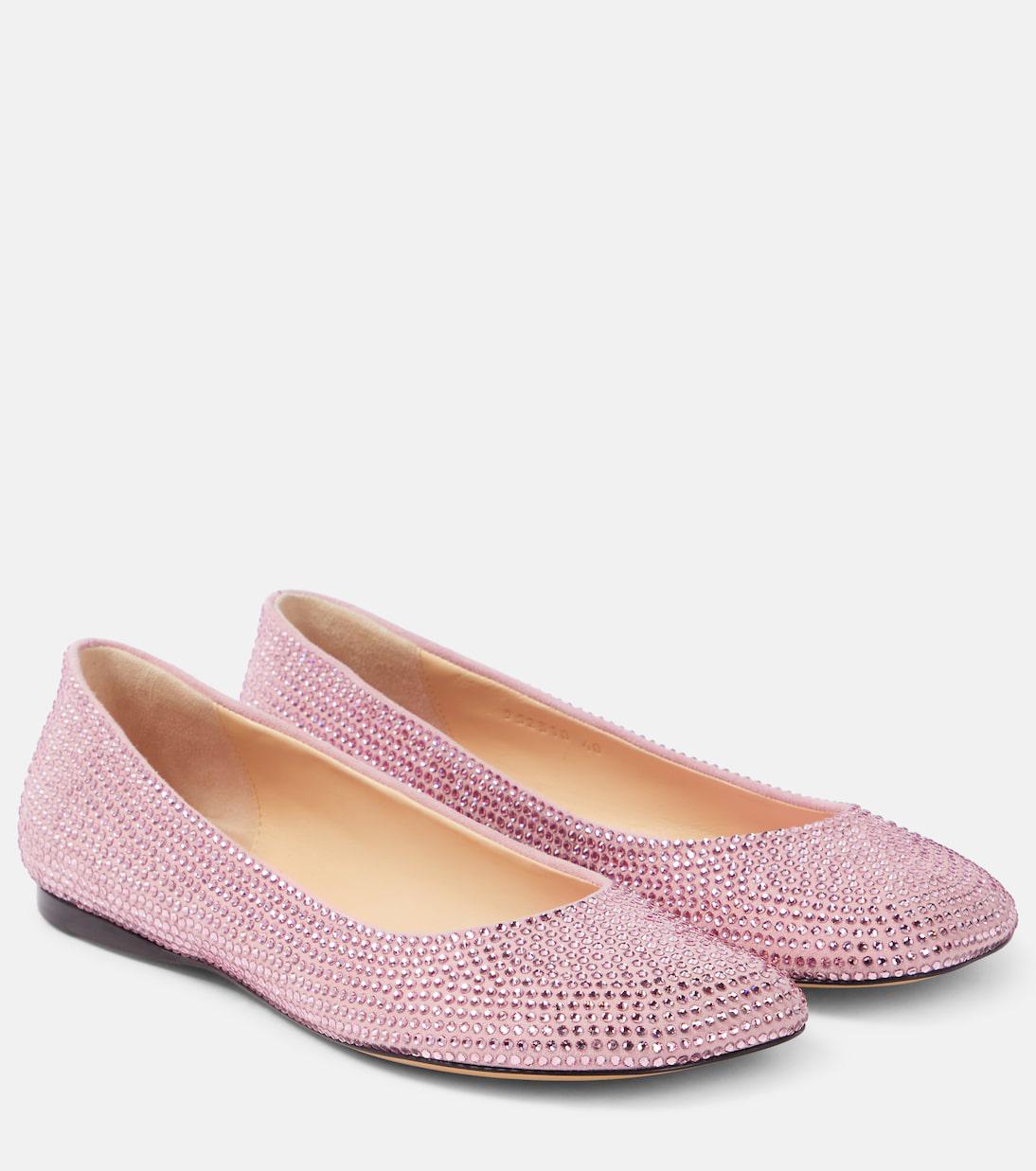 LOEWE Toy Crystal-Embellished Ballet Flats in Pink | Endource