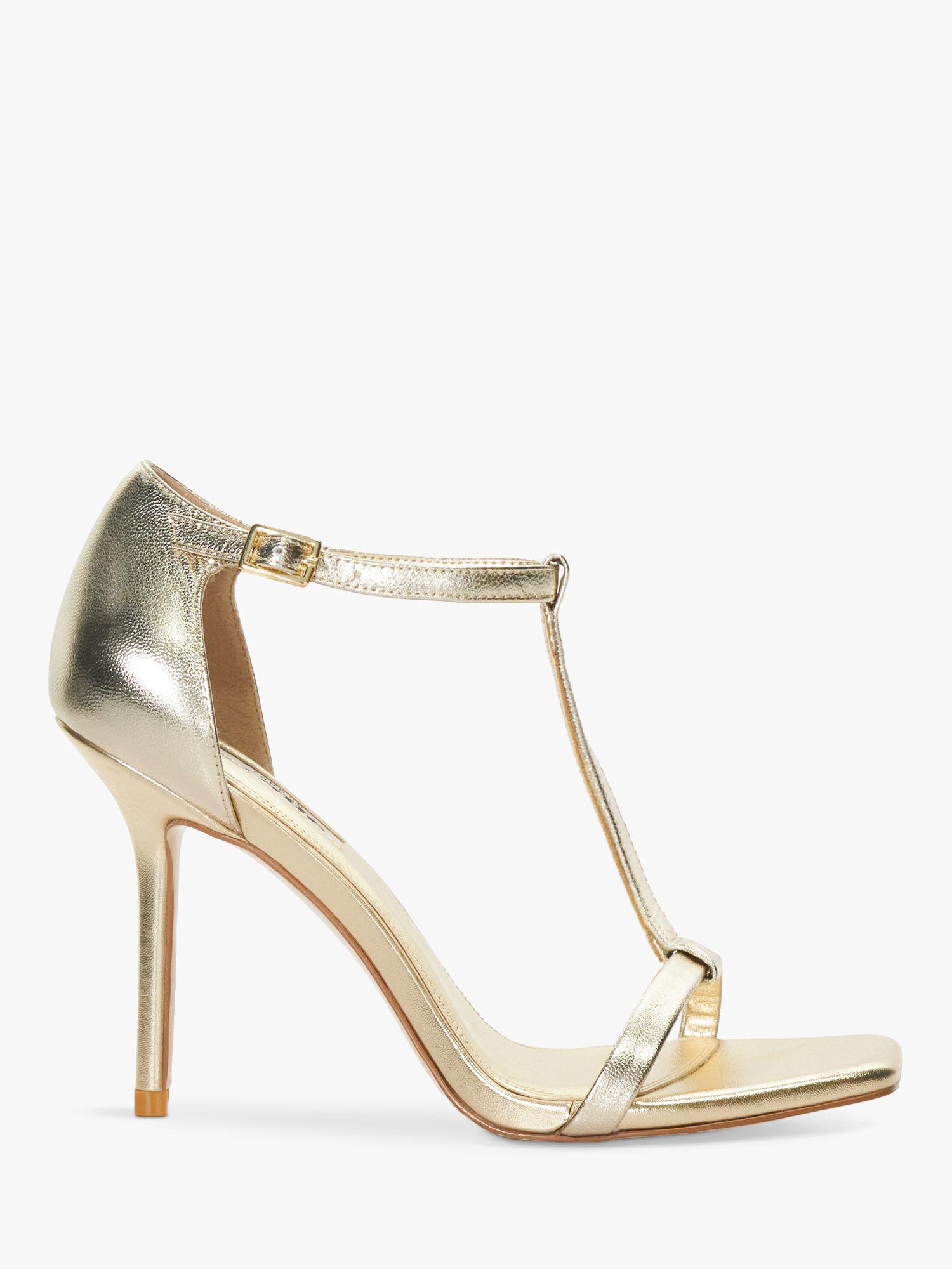 DUNE Milani Leather Stiletto Heel Sandals in Gold-leather | Endource