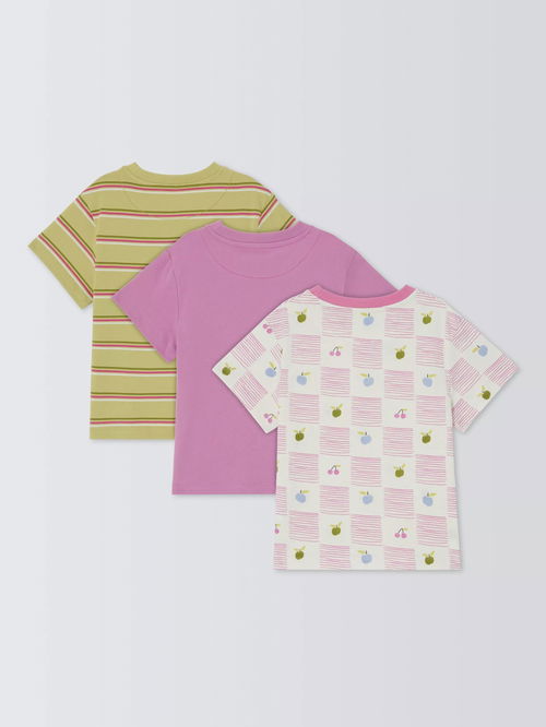 JOHN LEWIS Kids' Stripe/Plain/Fruit Check T-Shirts, Pack Of 3, Multi ...