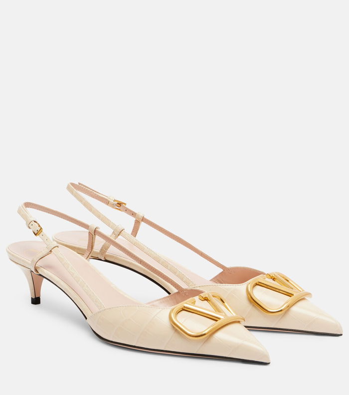 VALENTINO GARAVANI VLogo 40 Leather Slingback Pumps | endource