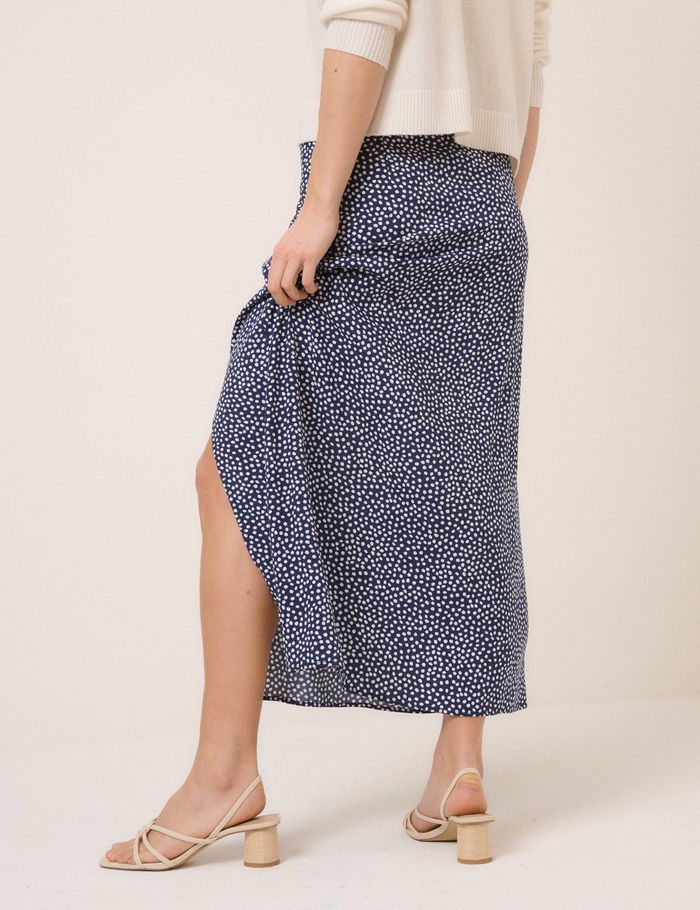 NOBODY'S CHILD Navy Polka Dot Midi Skirt | endource