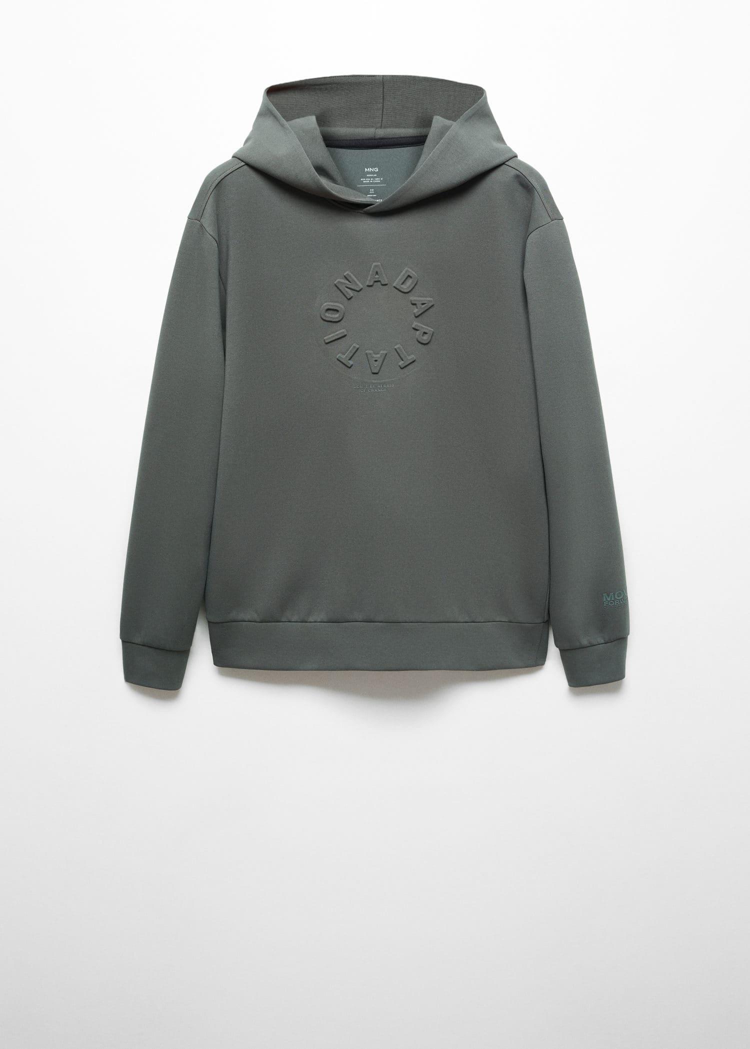 MANGO Technical Fabric Hoodie in Green | endource