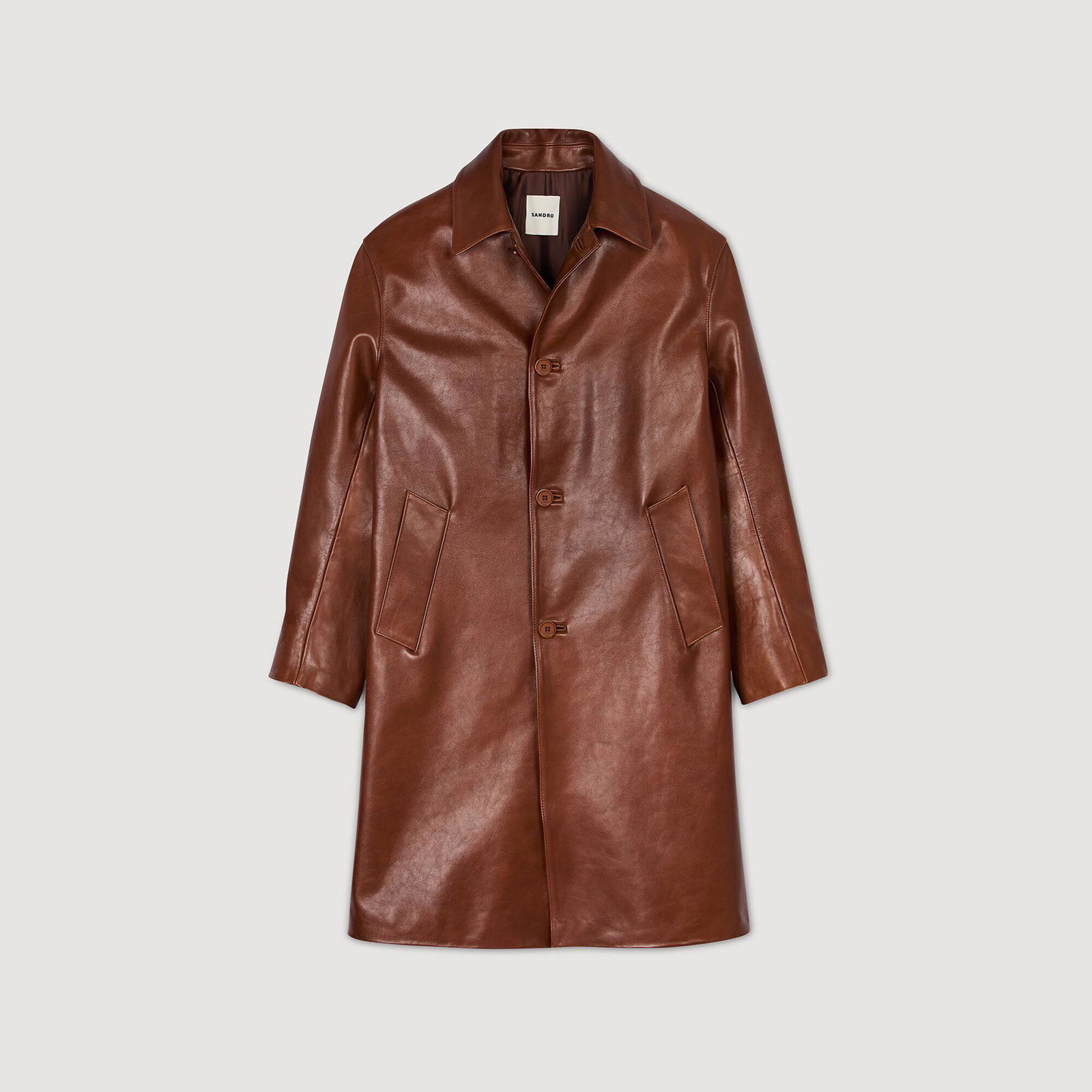 SANDRO Leather Mac in Cognac | endource