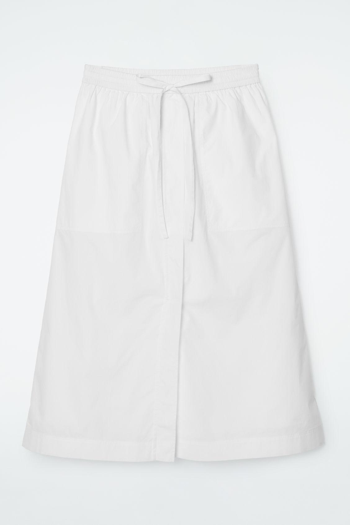 COS Drawstring Midi Skirt in WHITE | Endource