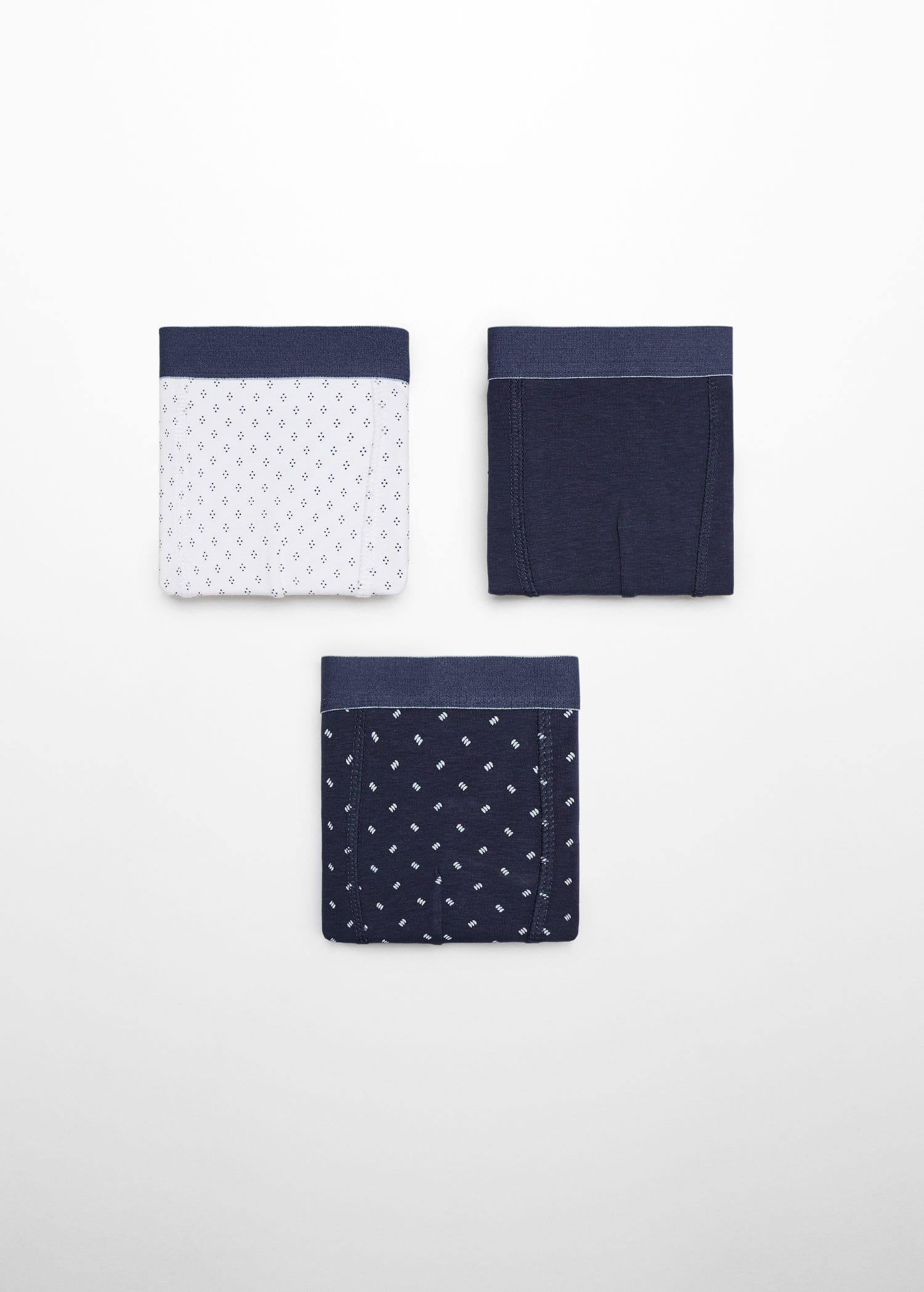 MANGO Printed Boxer Shorts 3 Pack in Dark Navy | Endource