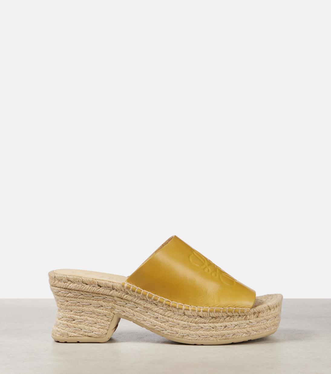 LOEWE Petal Anagram Leather Espadrille Wedges | endource