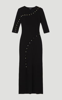 KAREN MILLEN Viscose Blend Cut Out Trim Detail Knit Midi Dress | endource