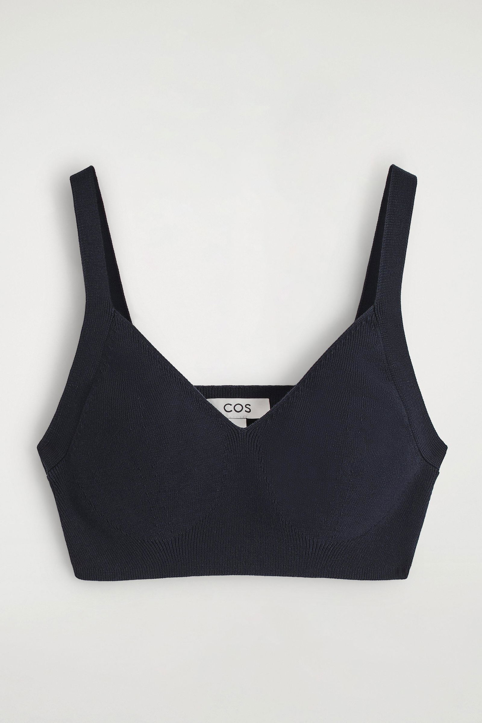 COS Knitted Cotton Bralette in NAVY | endource