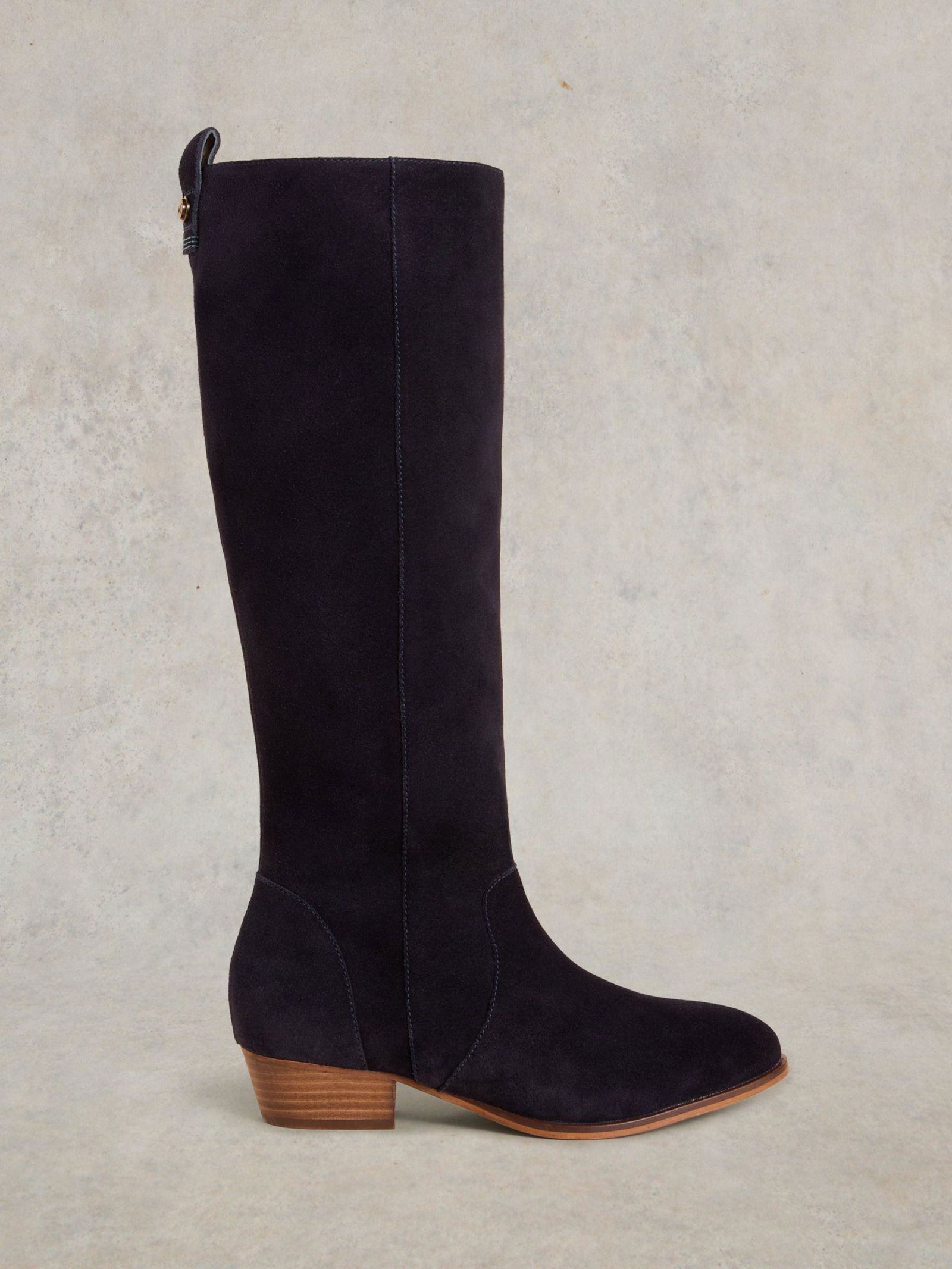 WHITE STUFF Willow Suede High Boots in Dark Navy | endource