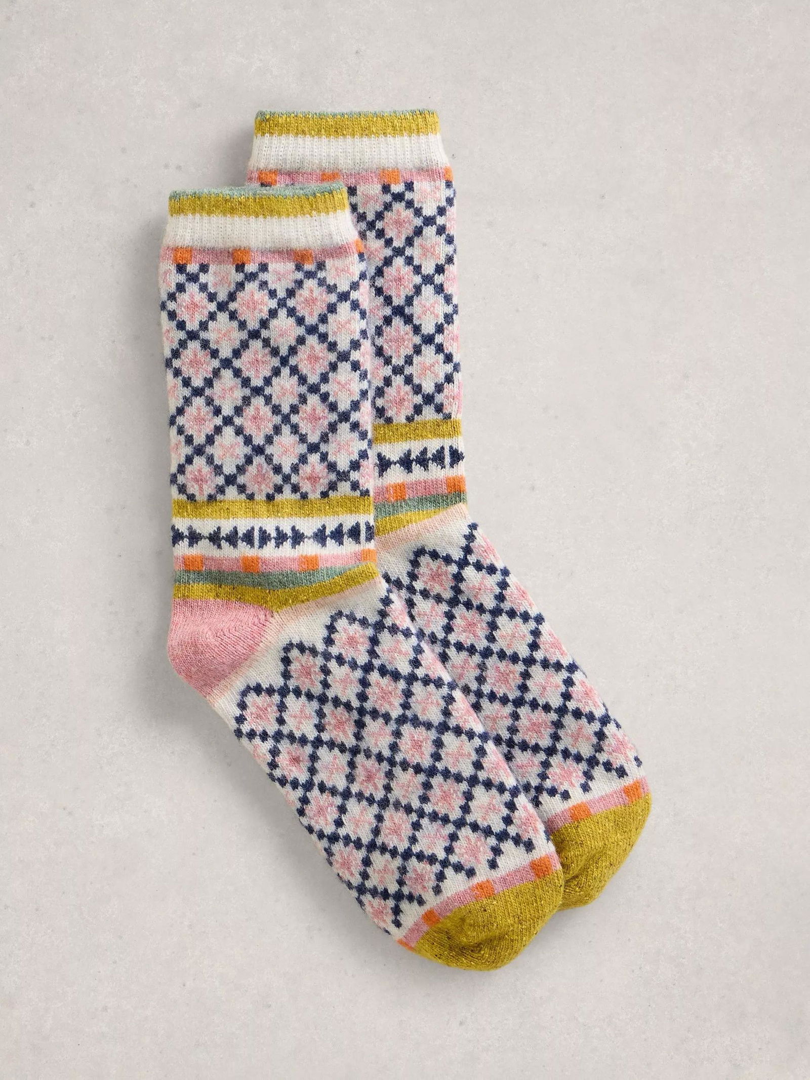 WHITE STUFF Fair Isle Star Wool Rich Socks, Multi | endource