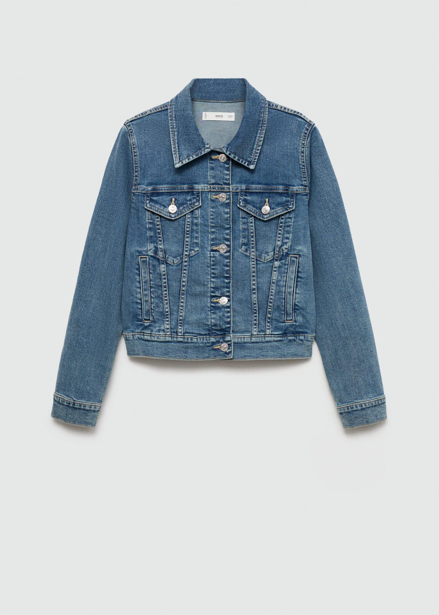 MANGO Pocketed Denim Jacket in Medium Blue | Endource