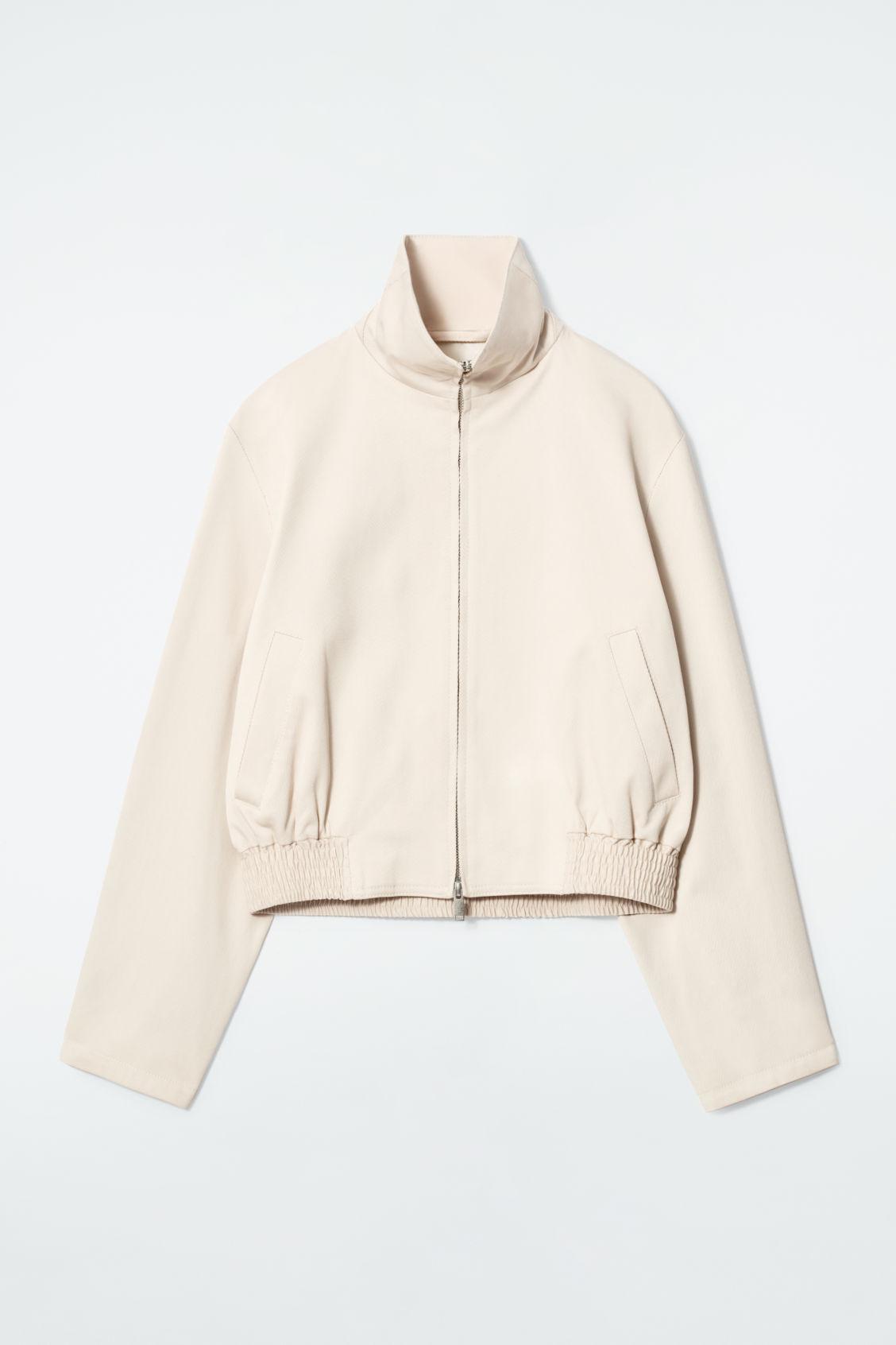 COS Funnel-Neck Bomber Jacket in LIGHT BEIGE | endource