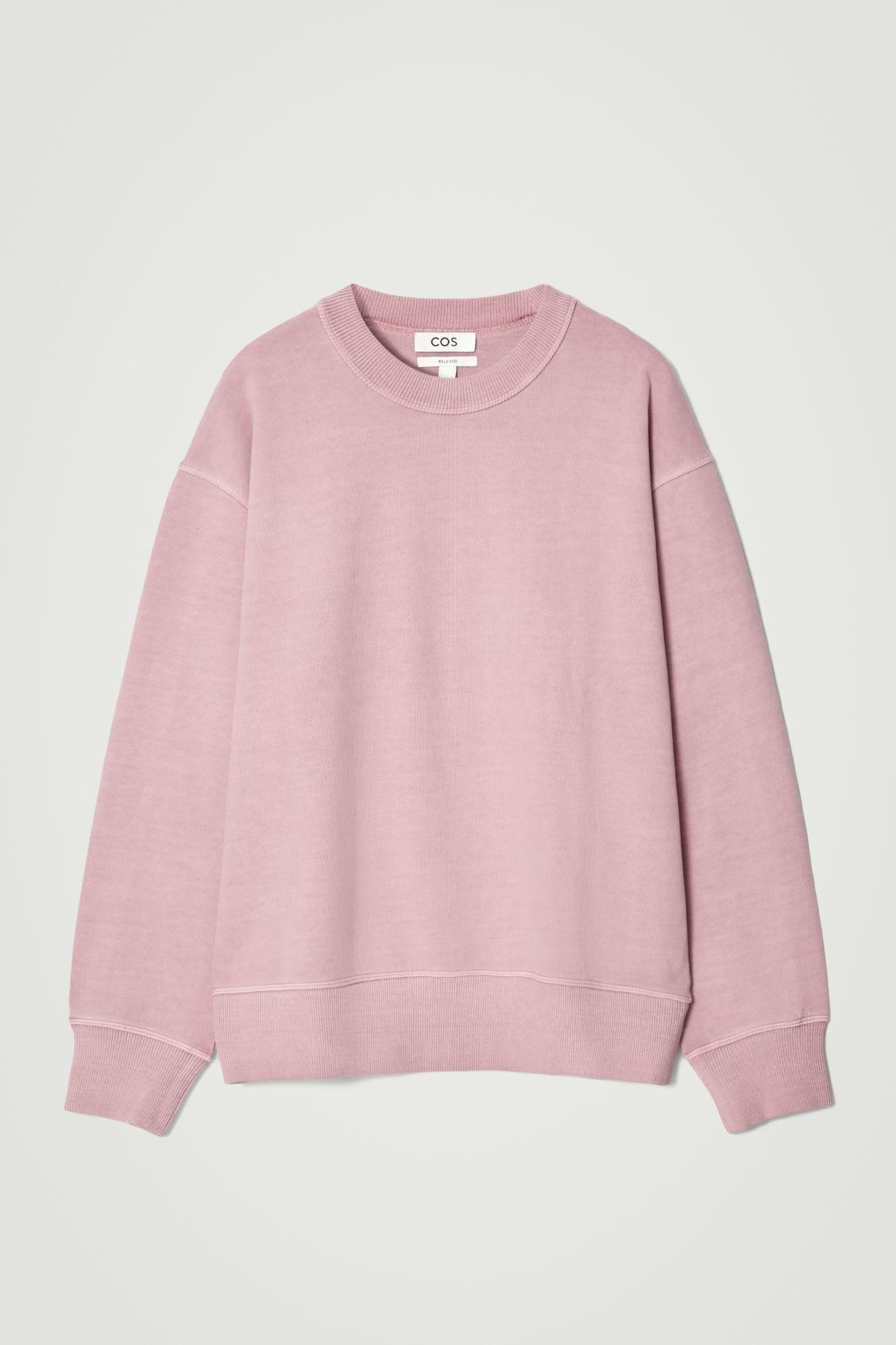 COS Relaxed Washed-Cotton Sweatshirt in PINK | endource
