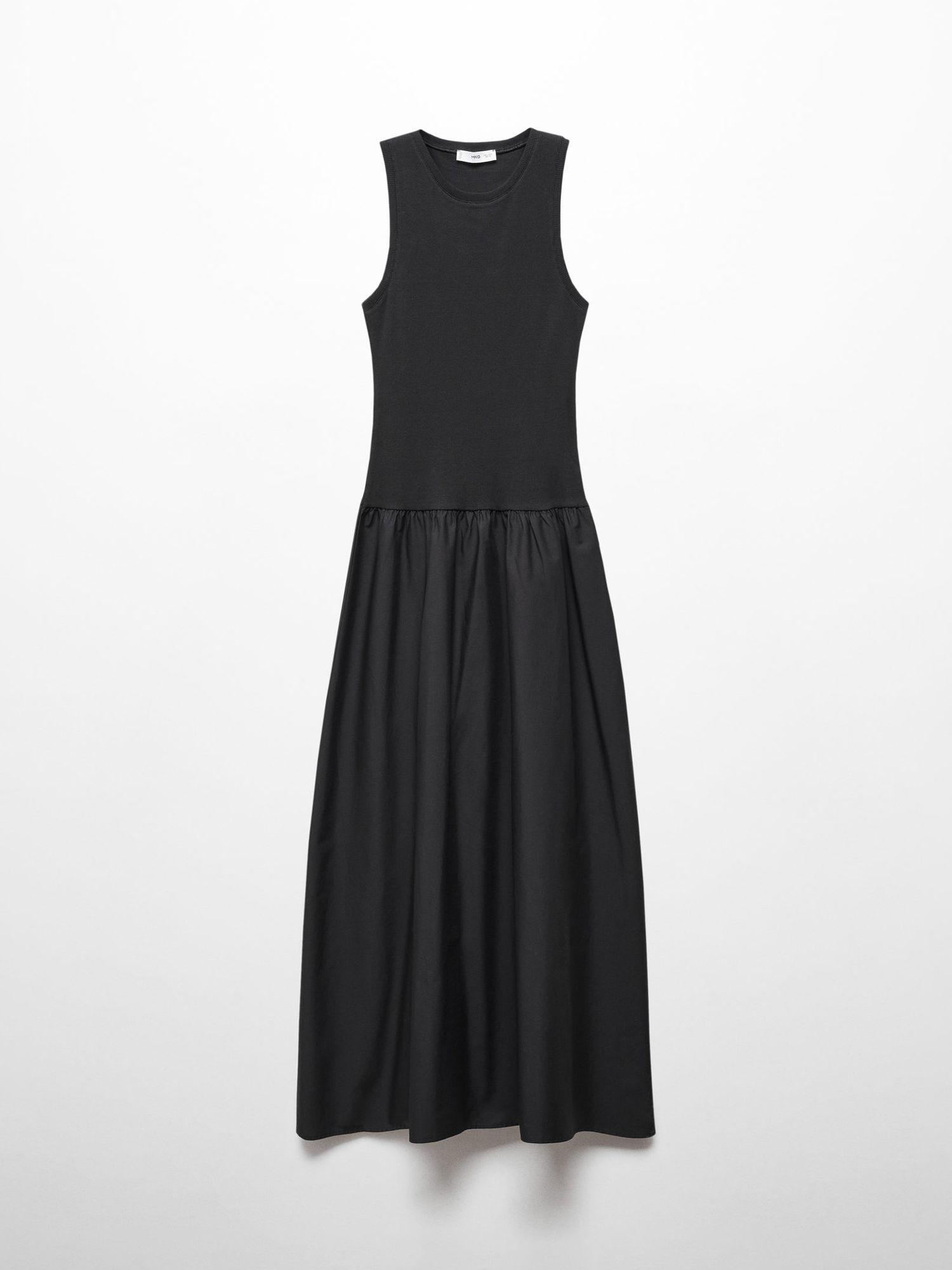 MANGO Valvi Ribbed Top Maxi Dress in Pastel Brown | endource