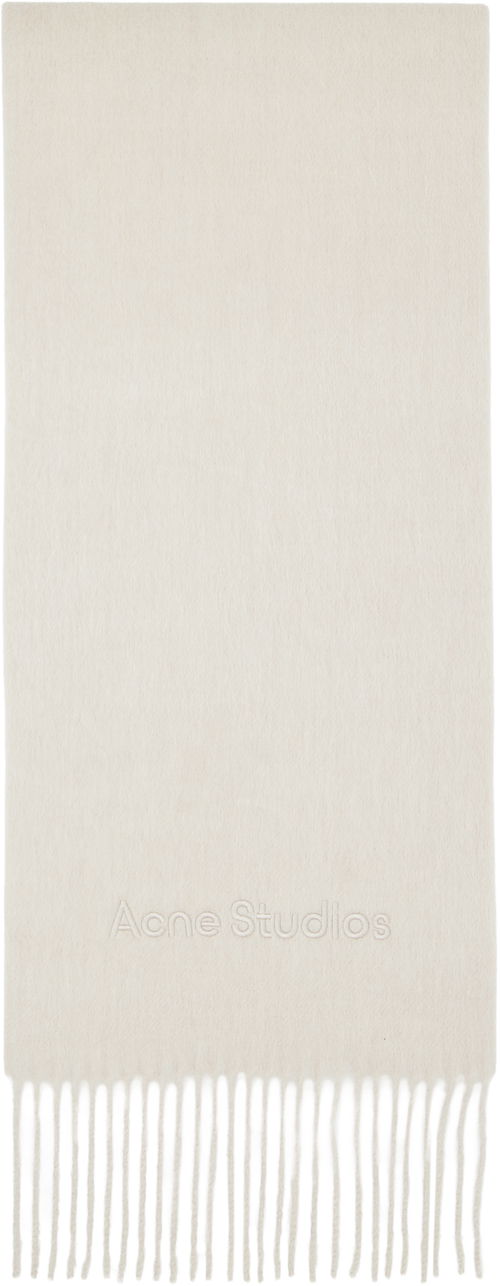 ACNE STUDIOS Beige Wool Logo Scarf | endource