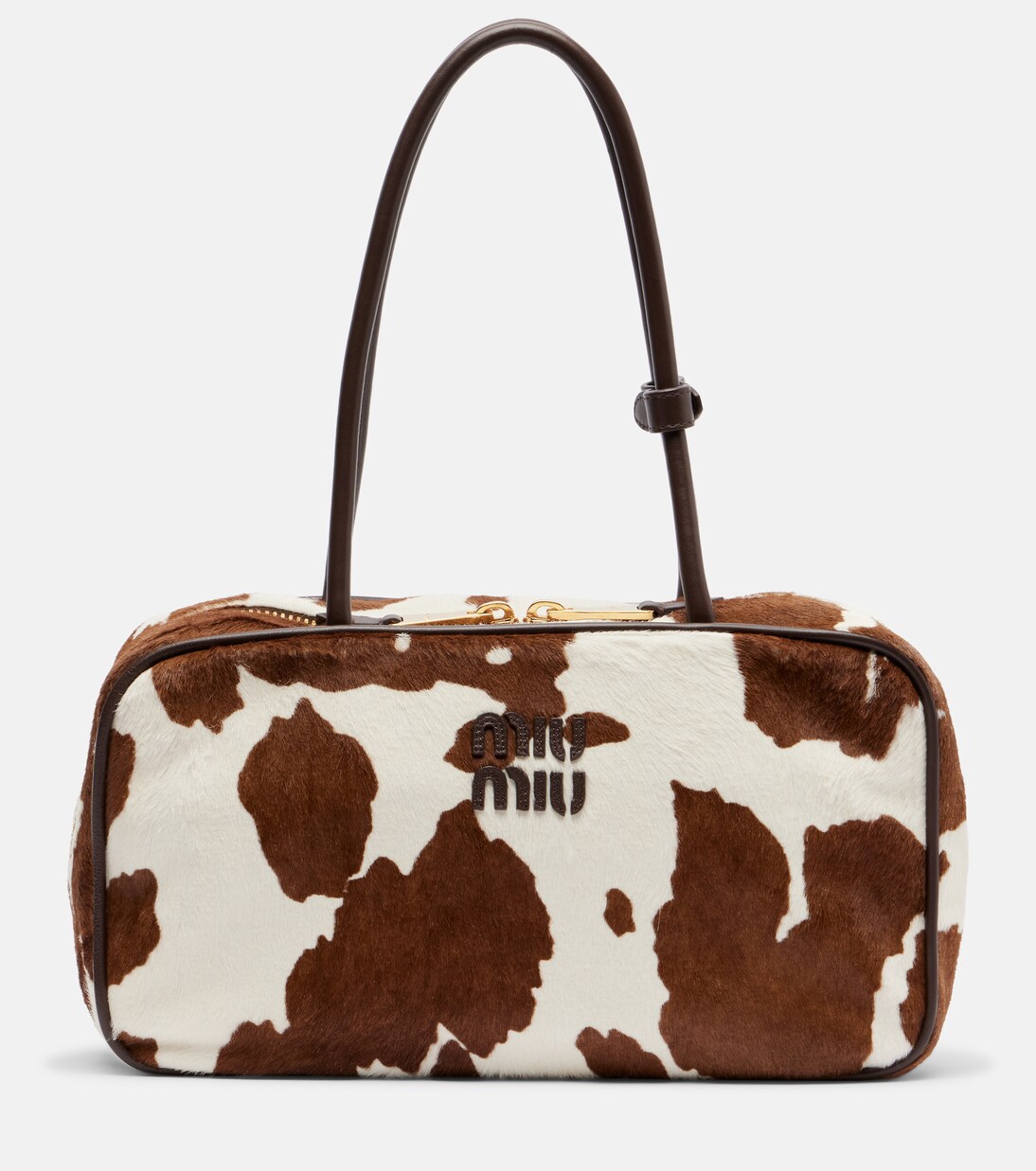 MIU MIU Beau Cow-Print Calf Hair Shoulder Bag | endource