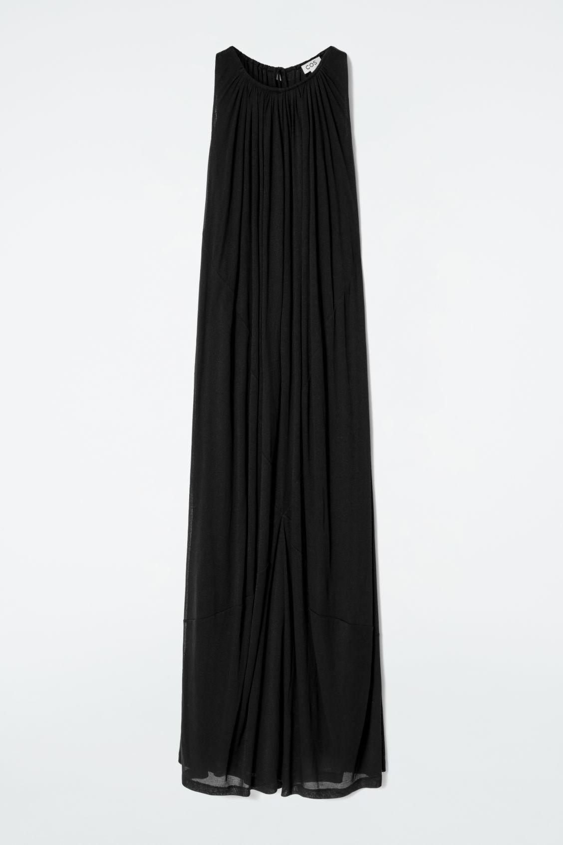 COS Gathered Halterneck Maxi Dress in BLACK | endource