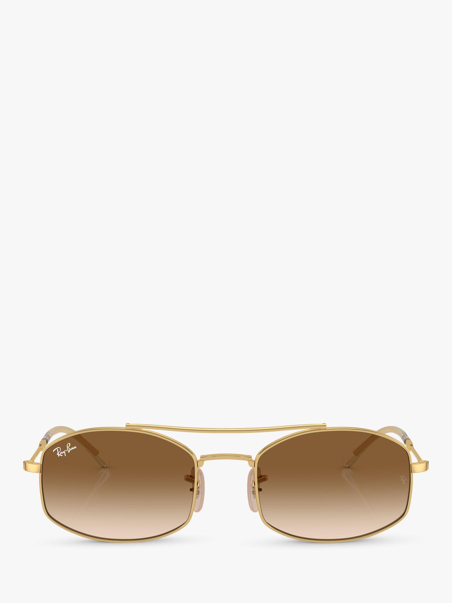 RAY-BAN RB3719 Unisex Oval Sunglasses in Arista Gold/Brown Gradient ...