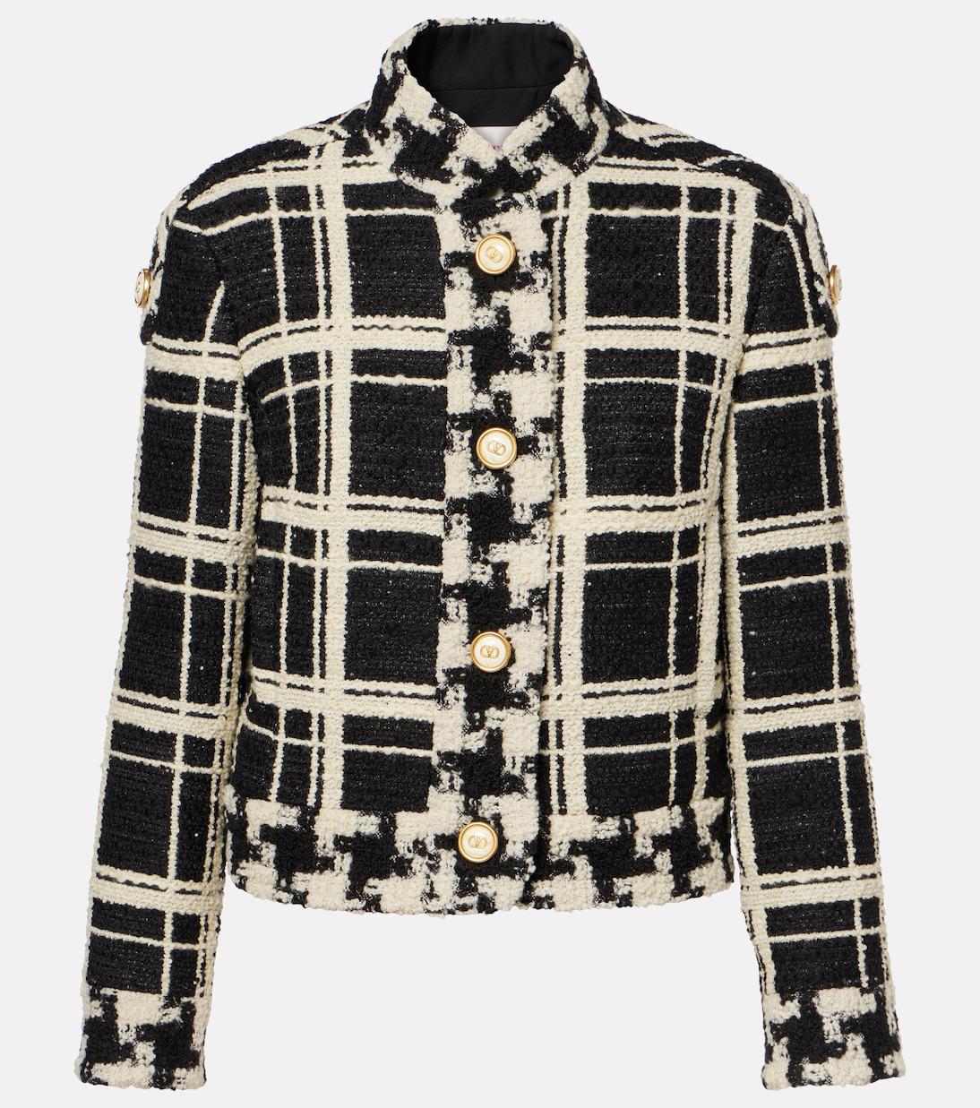 Valentino Mossi Wool Tweed Jacket in Black | endource