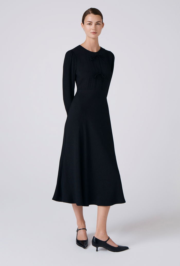 GHOST Cora Crepe Tie Front Midi Dress | endource