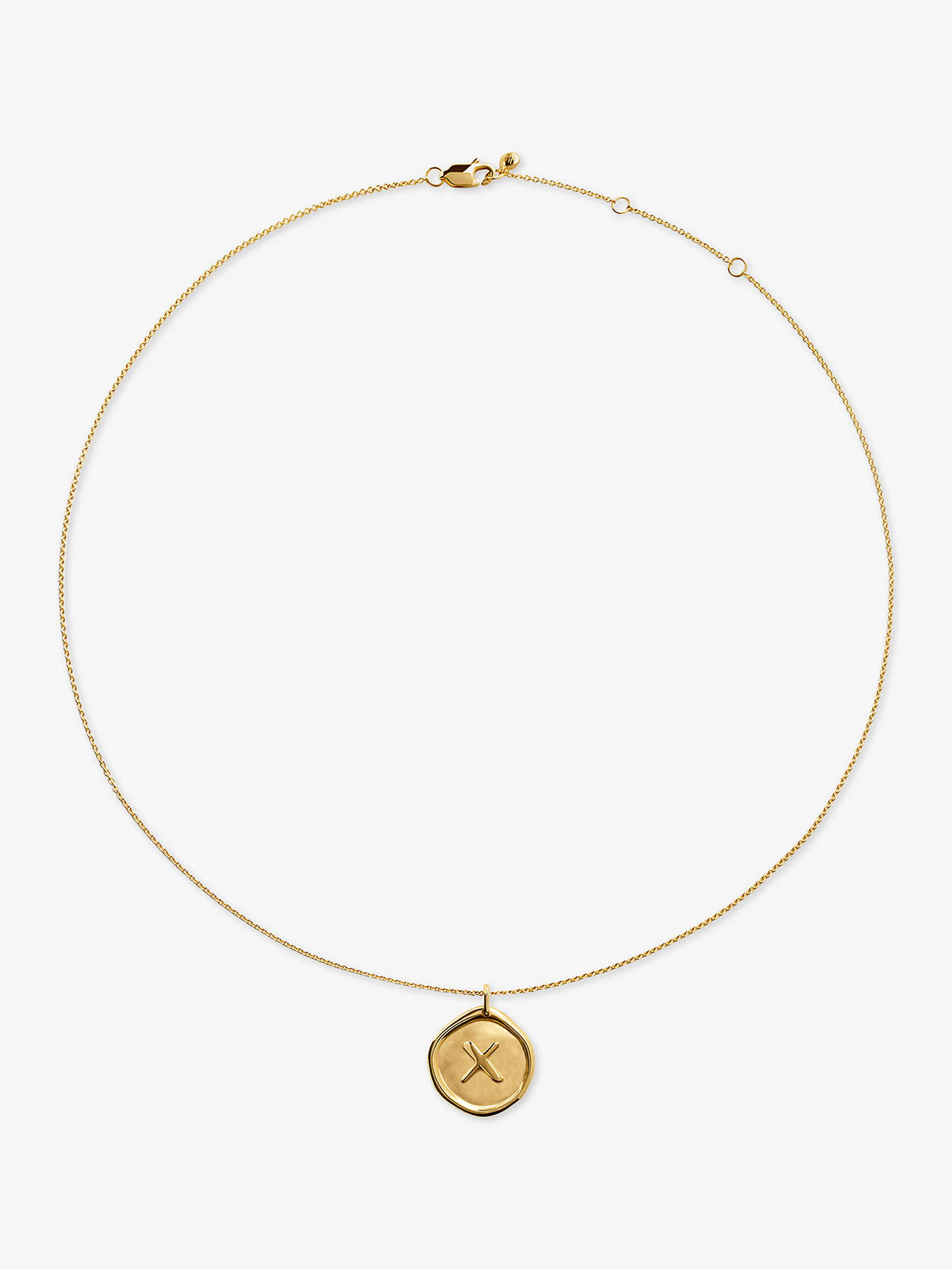 MONICA VINADER Initial X Stamp 18ct Yellow Gold Vermeil Chain Necklace ...