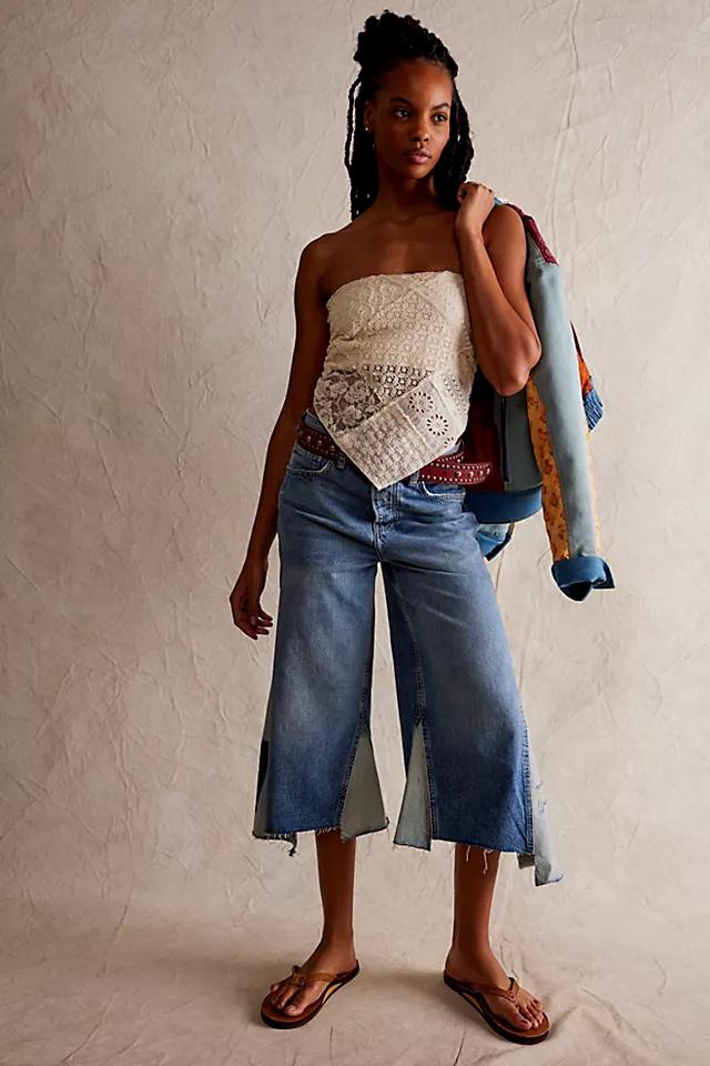 FREE PEOPLE We The Free - Ripple Wide-Leg Pieced Cropped Jeans | endource