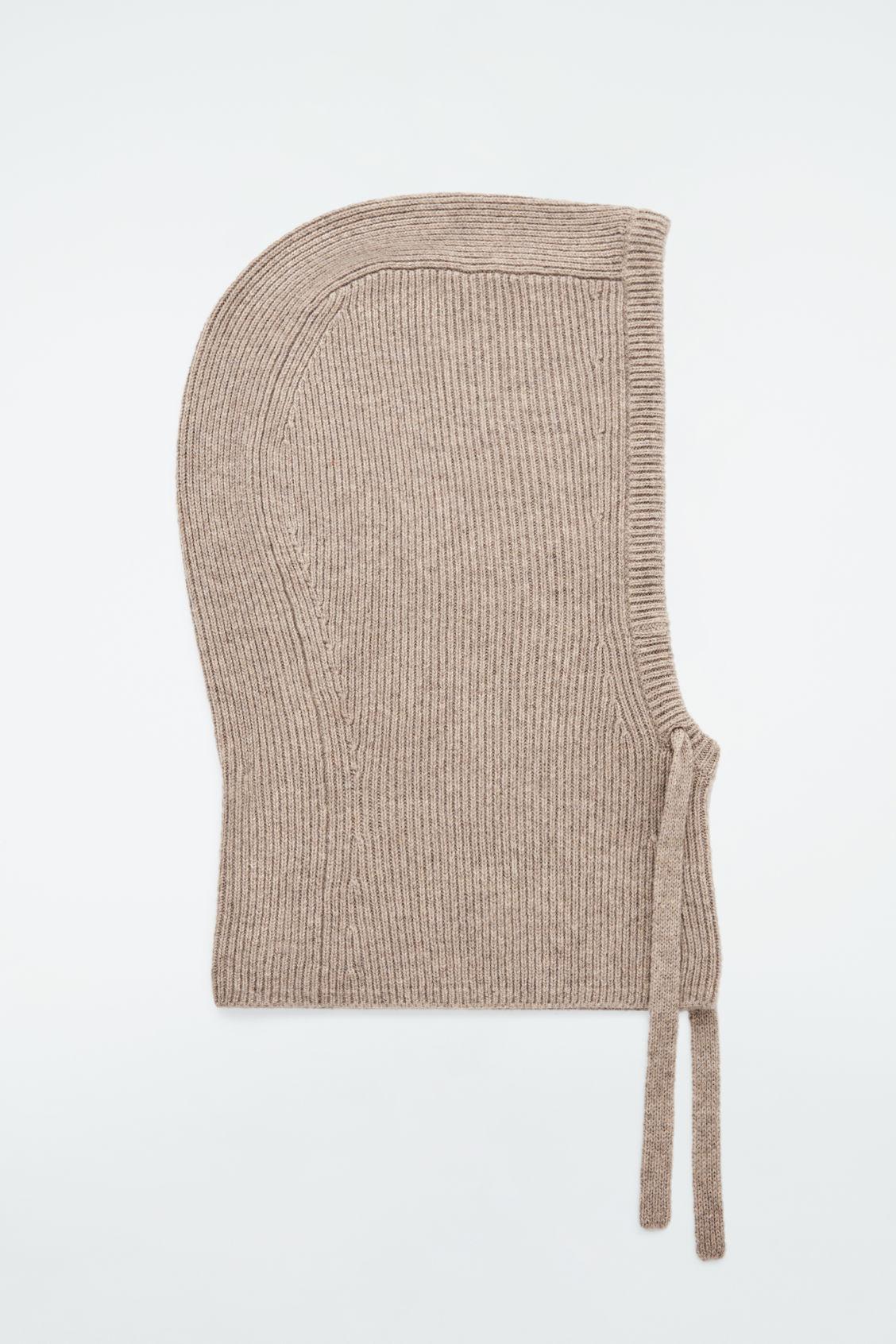 COS Ribbed Wool Balaclava in LIGHT BEIGE | endource