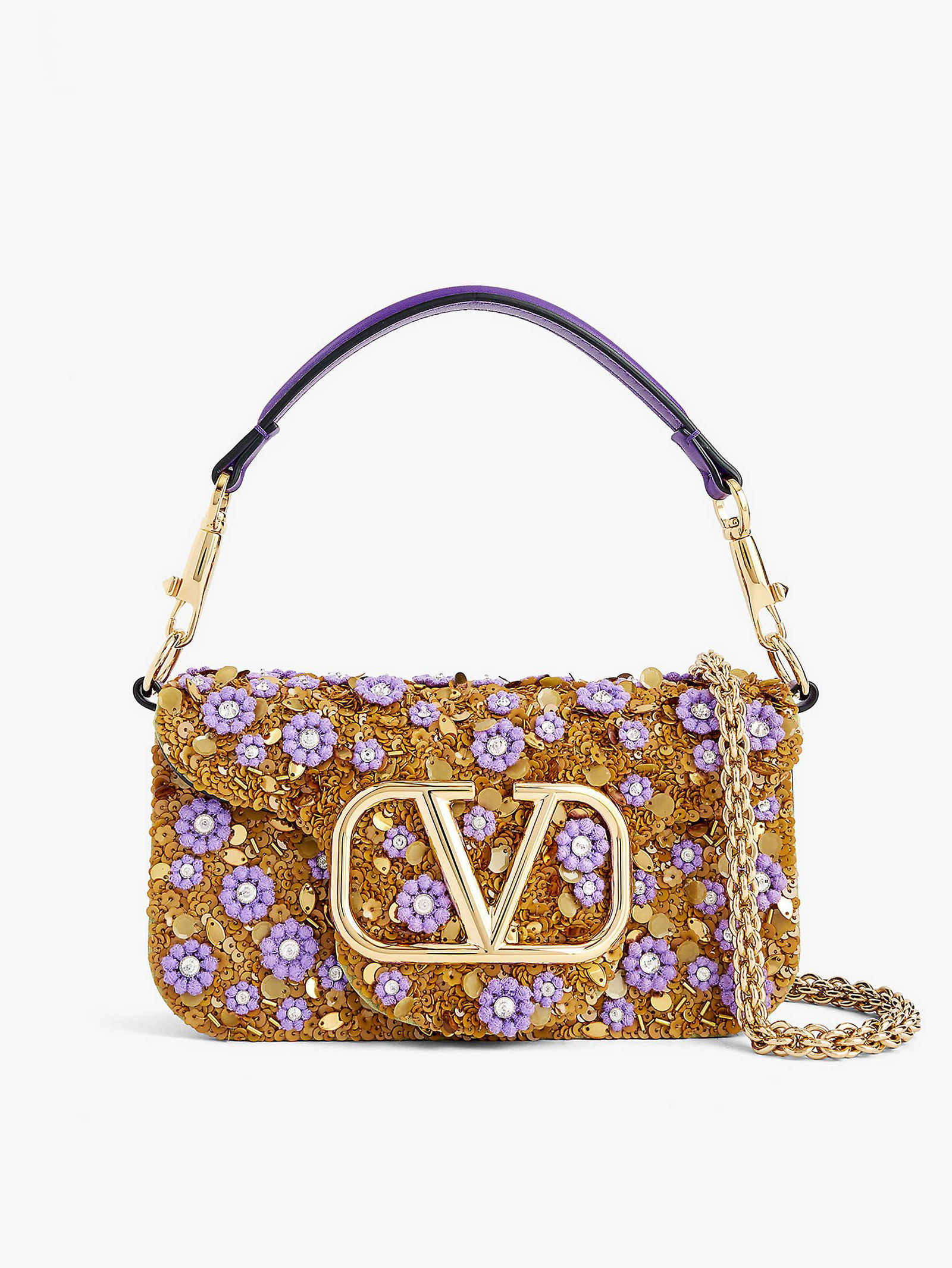 VALENTINO GARAVANI Loco Small Leather Shoulder Bag in Astral Purple ...