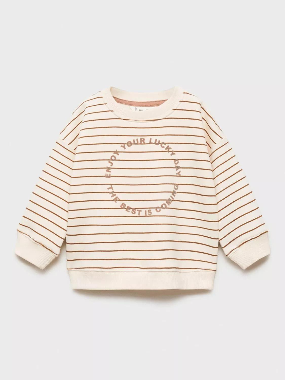 MANGO Lucky Day Stripe Oversized Sweatshirt in Camel/Multi | endource