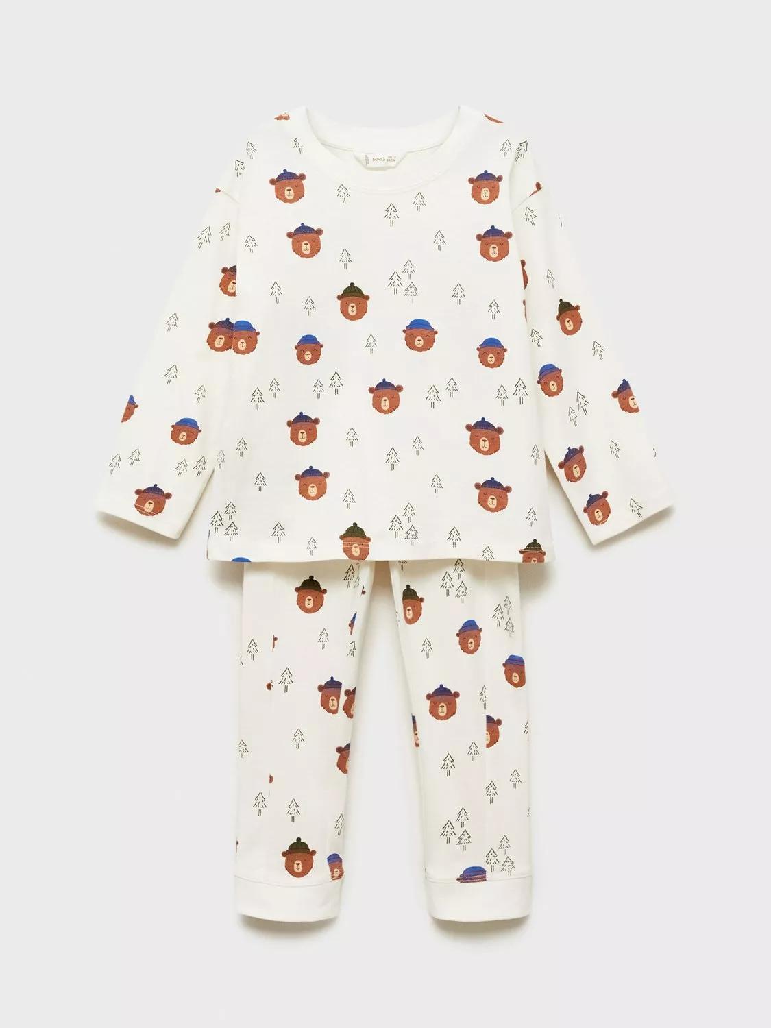MANGO Forest Cotton Pyjamas in White/Multi | endource