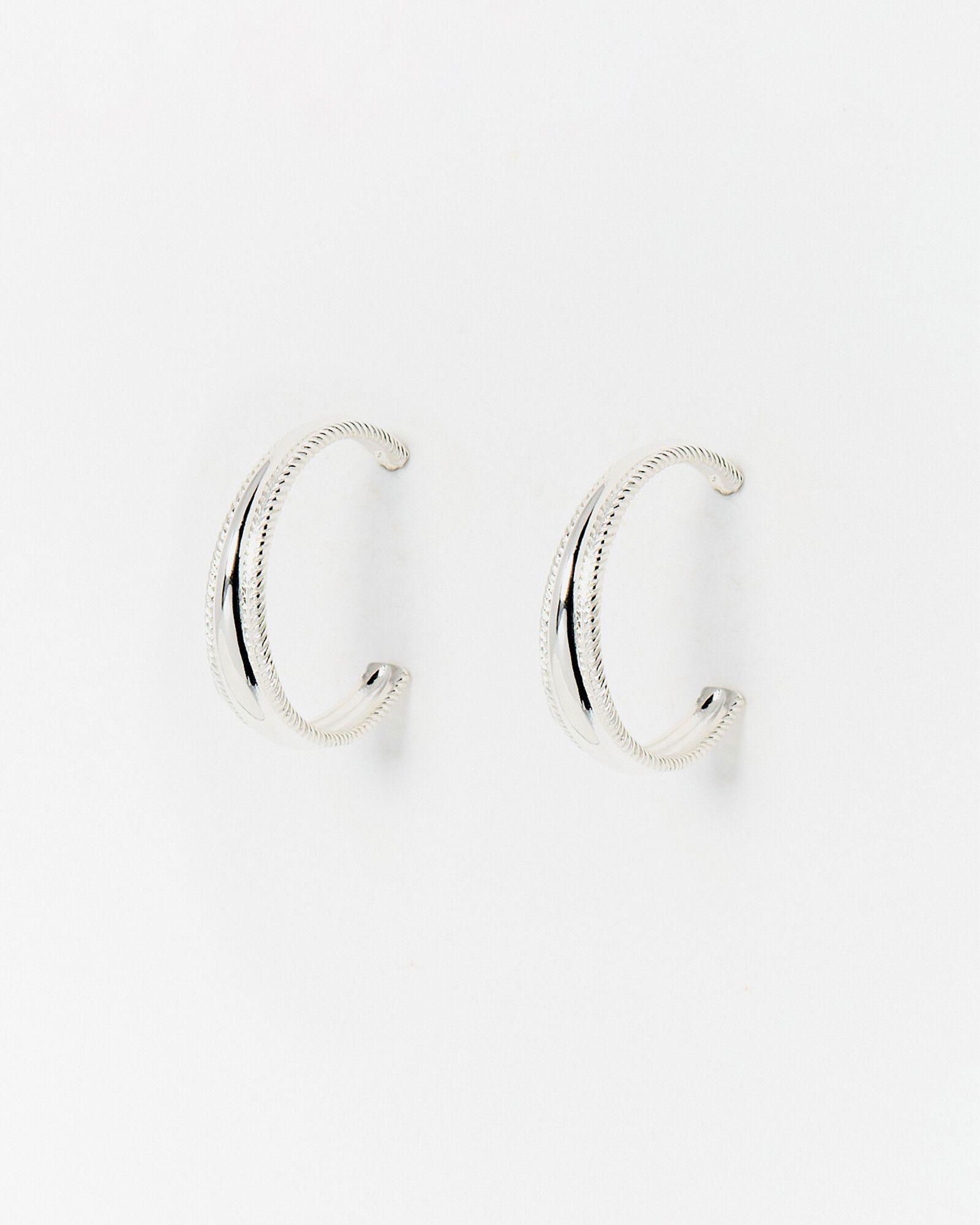 OLIVER BONAS Tara Twisted Hoop Earrings Large in Silver | Endource