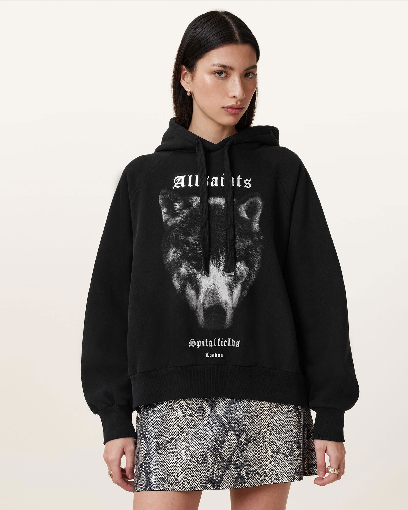 ALLSAINTS Dawn Talon Oversized Hoodie in Black | endource