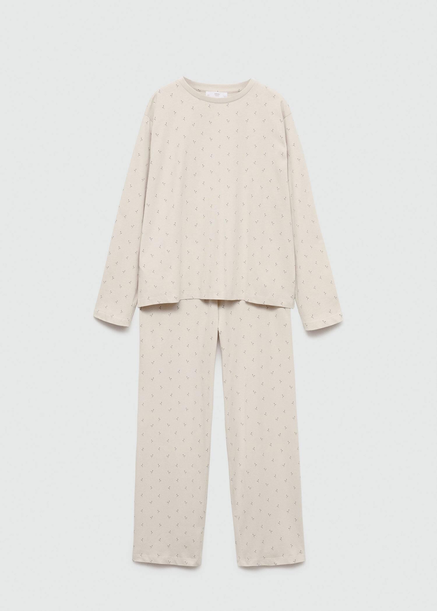 MANGO Two-Piece Cotton Pyjamas in Ecru | endource