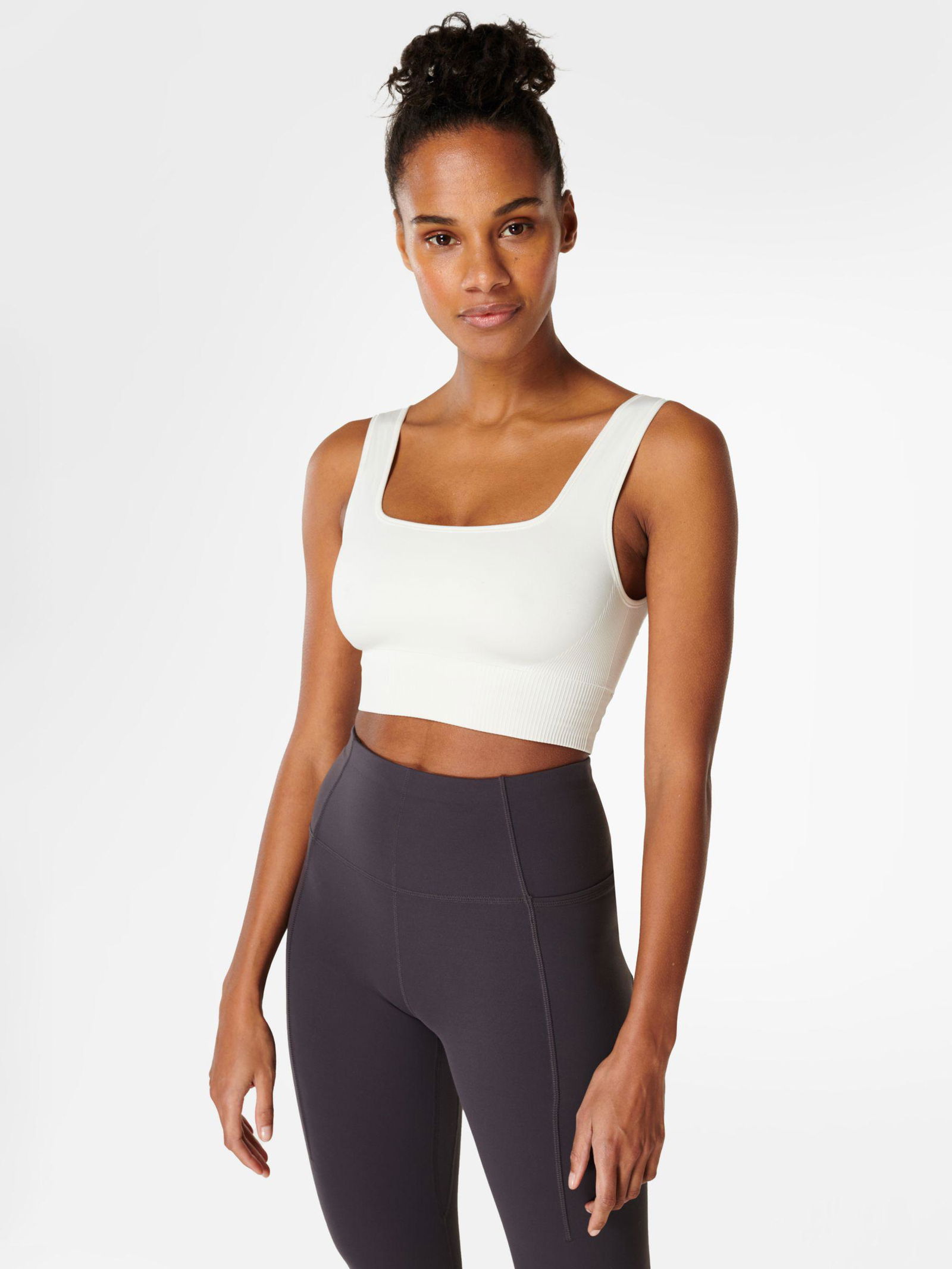 SWEATY BETTY Balance Seamless Sports Bra in Lily White | Endource
