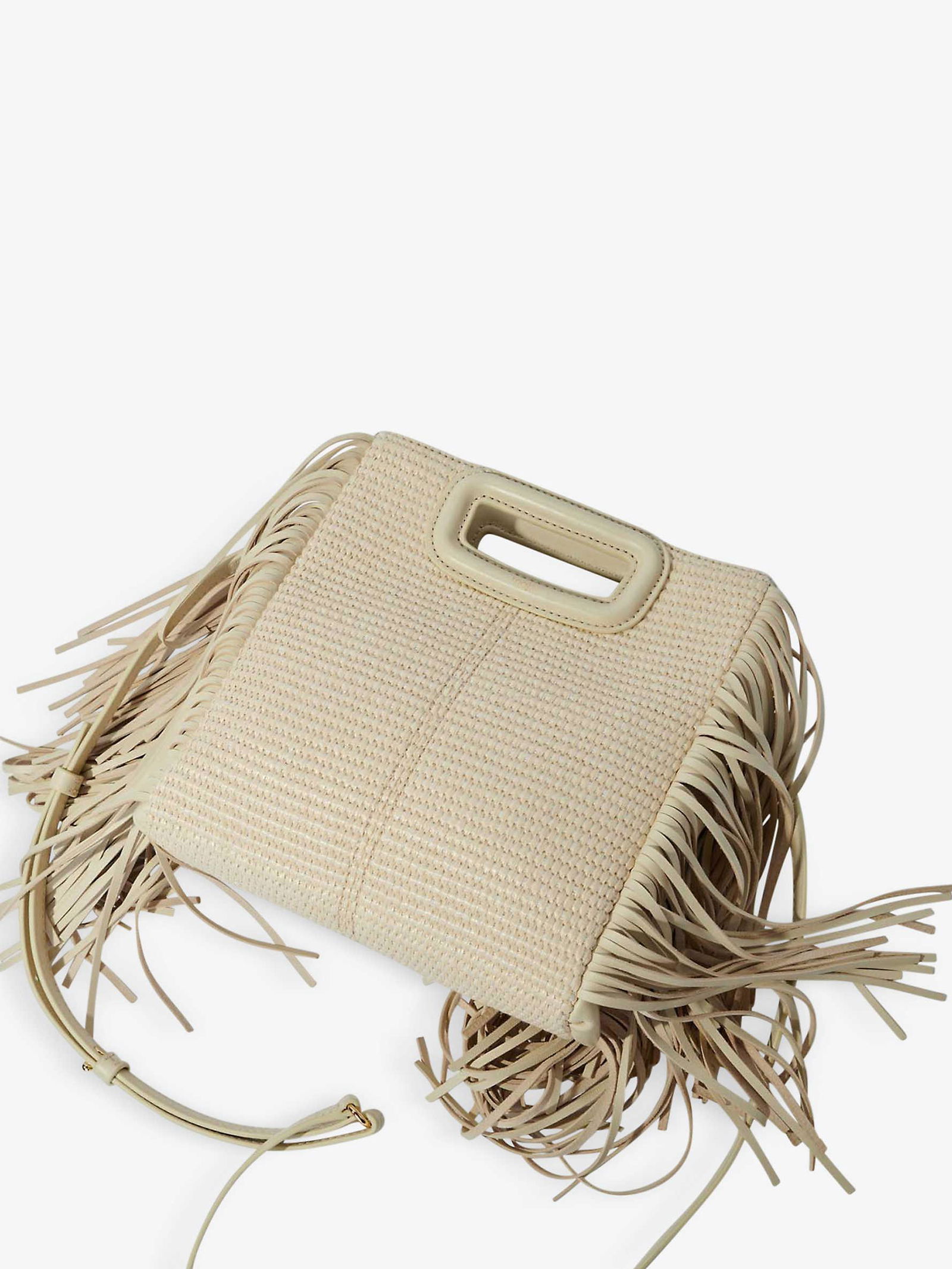 MAJE Fringe-Embellished Faux-Leather Shoulder Bag in Naturels | Endource