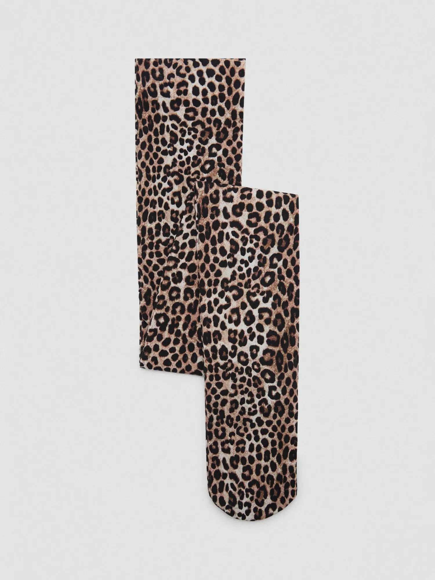 MANGO Leopard Print Tights in Brown | endource