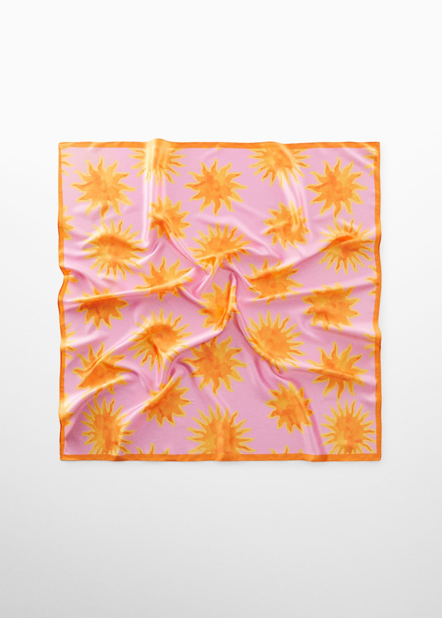 MANGO Bicolour Printed Scarf in Pink | Endource