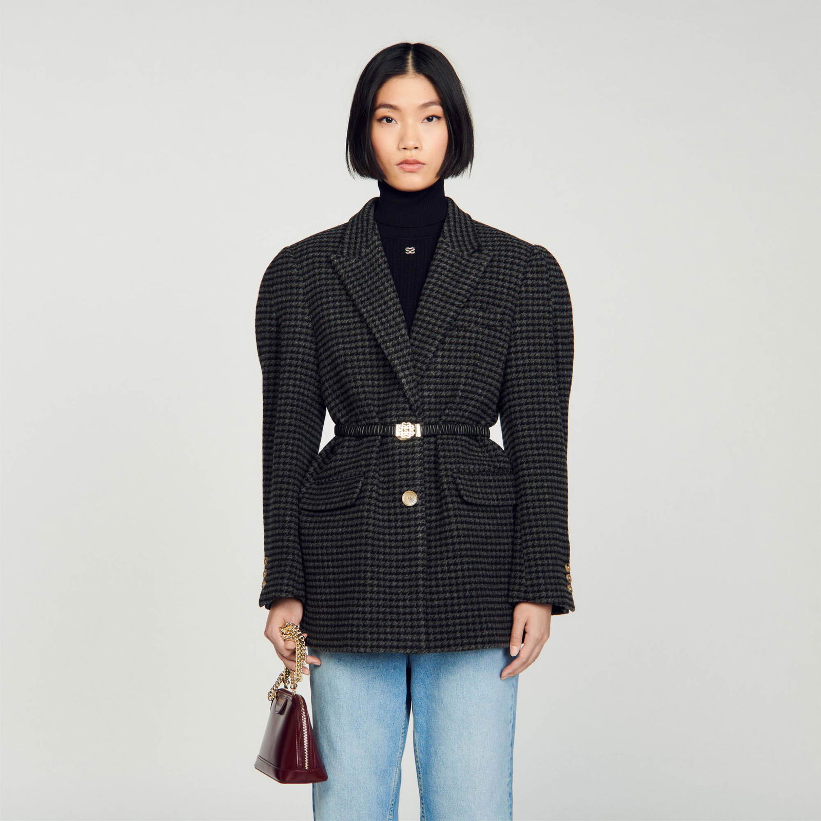 SANDRO Houndstooth Suit Jacket | endource