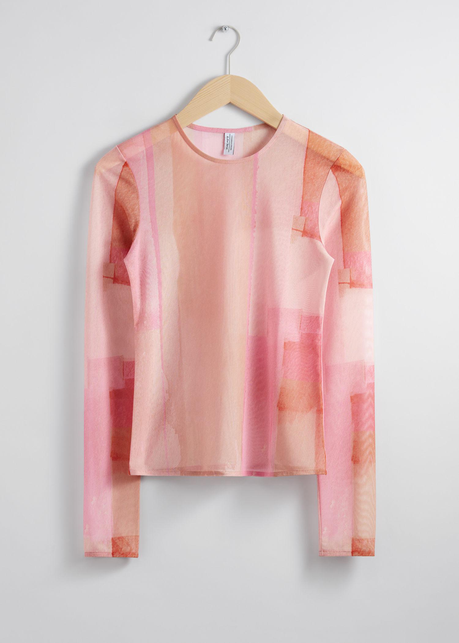 And Other Stories Sheer Mesh Top In Pink Endource