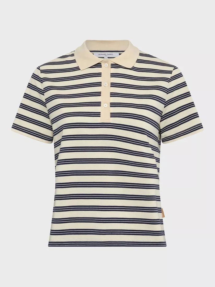 Gerard Darel Marcie Stripe Polo Shirt, Navy | endource