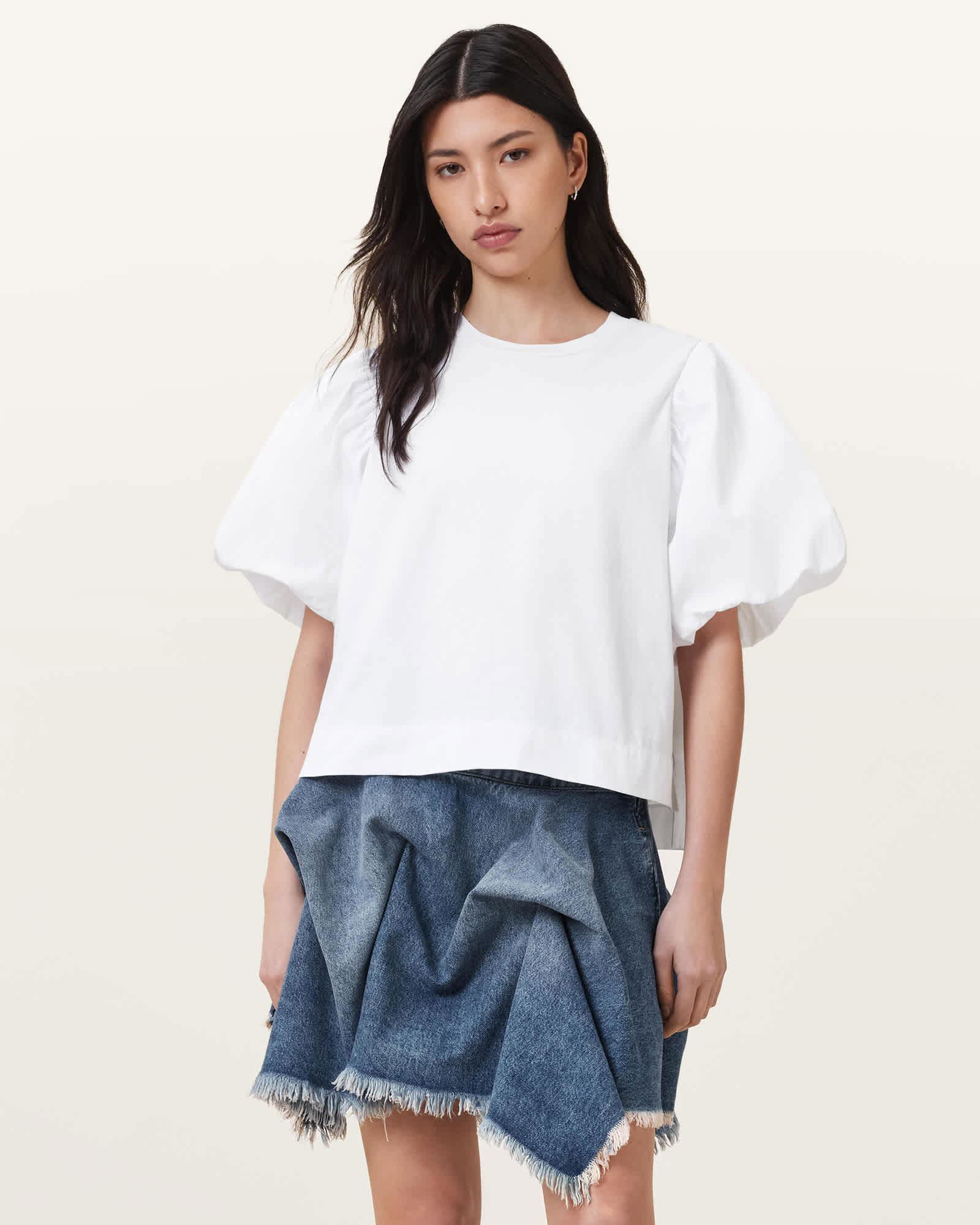 ALLSAINTS Jess Relaxed Volumous T-Shirt in Optic White | endource