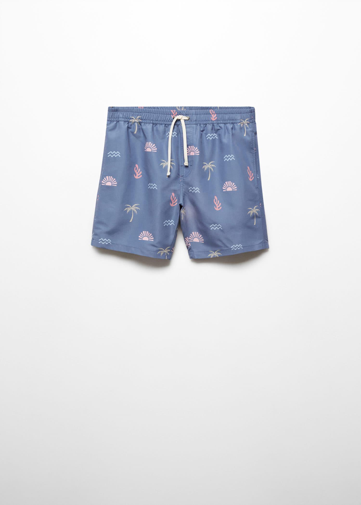 MANGO Marine Print Swimming Trunks in Blue | Endource