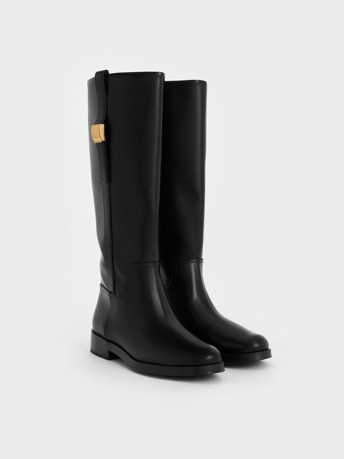 CHARLES & KEITH Yvette Metallic-Accent Knee-High Boots | endource