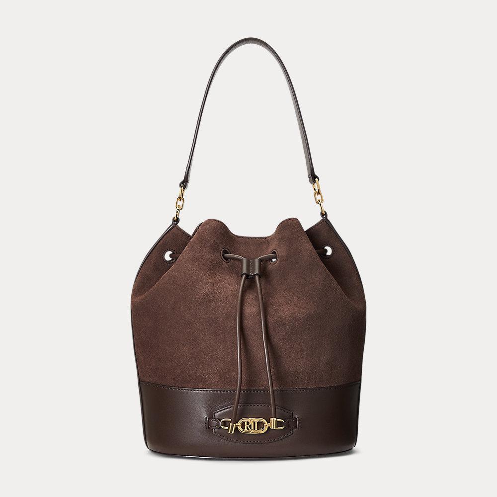 LAUREN RALPH LAUREN Suede Large Andie Drawstring Bag in Brown | endource