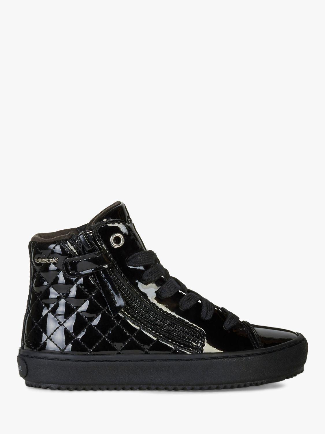 Geox Kalispera Patent Leather High Top Trainers in Black | endource