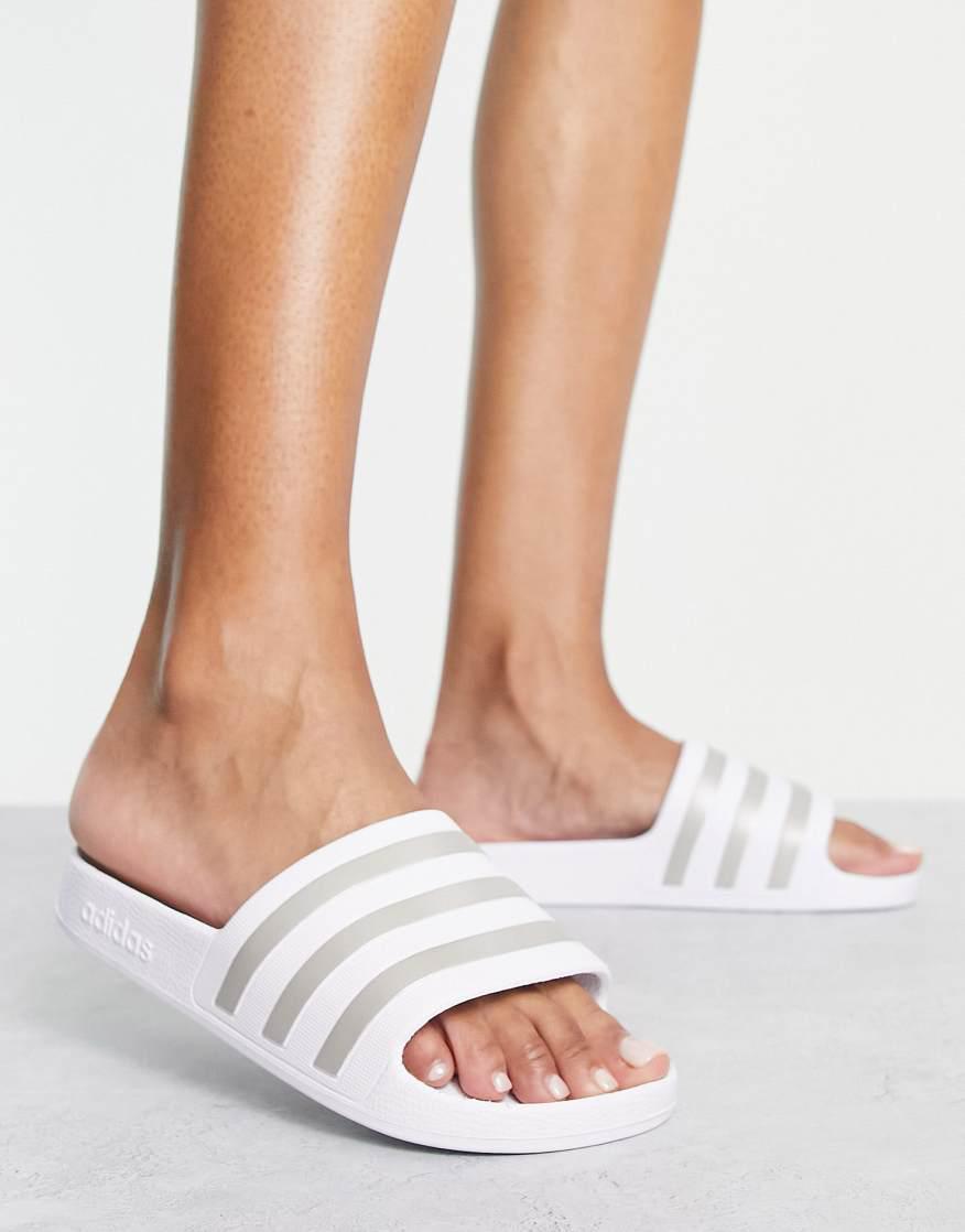 ADIDAS Swimming Adilette Aqua Sliders In White | endource