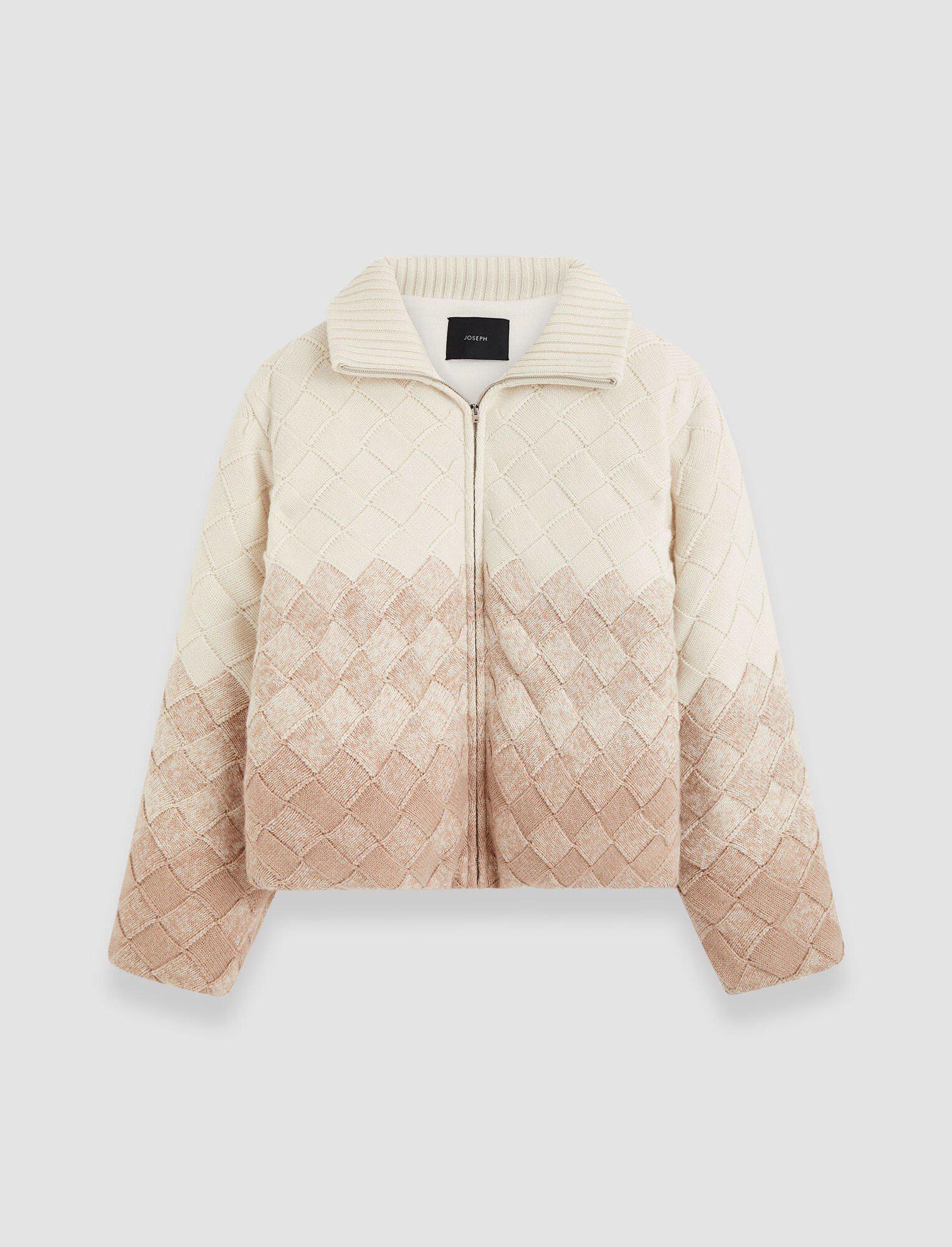 JOSEPH Weave Knit Puffer Jacket in Ivory/Blusher | endource