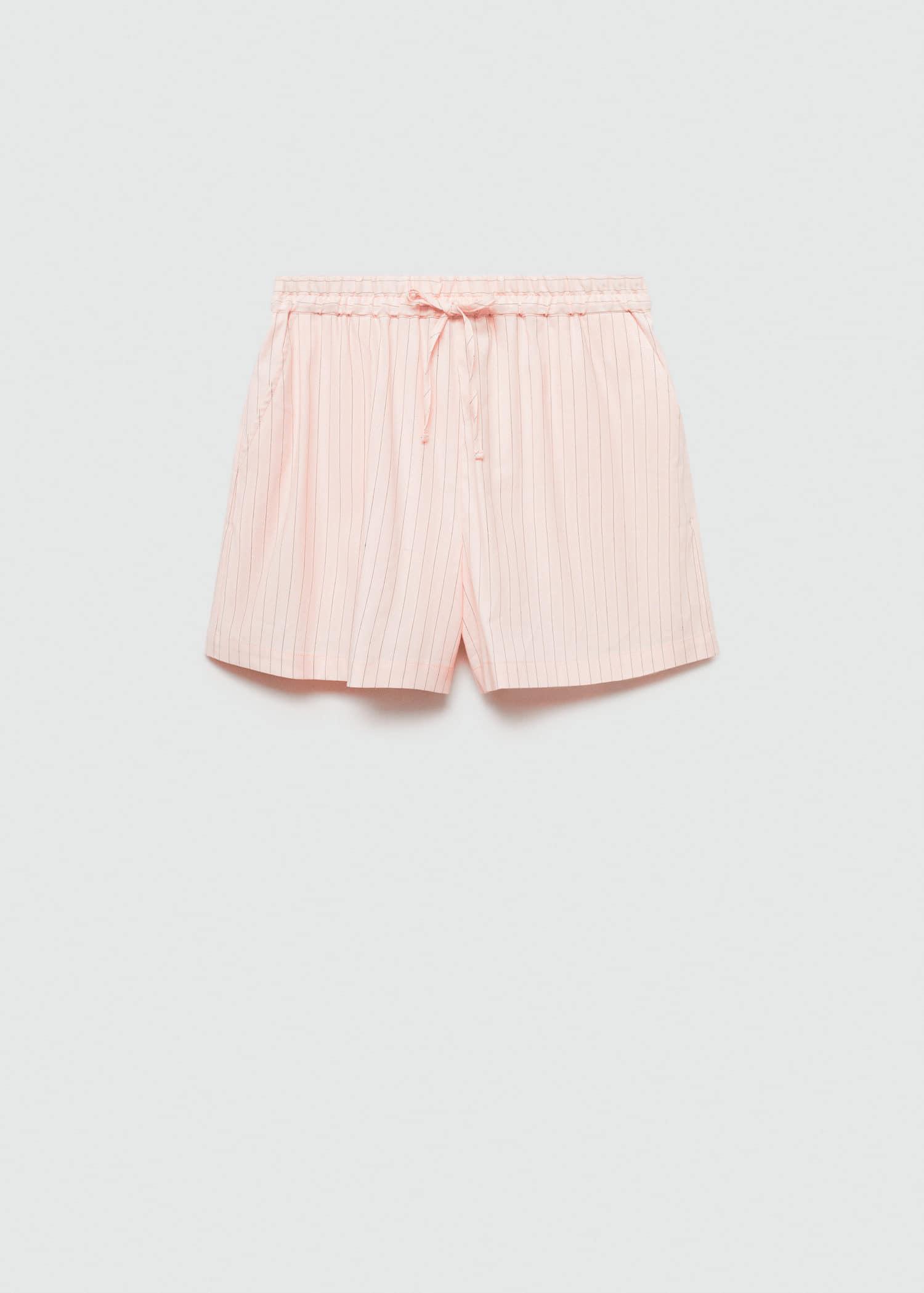 MANGO Striped Linen Shorts in Pastel Pink | Endource